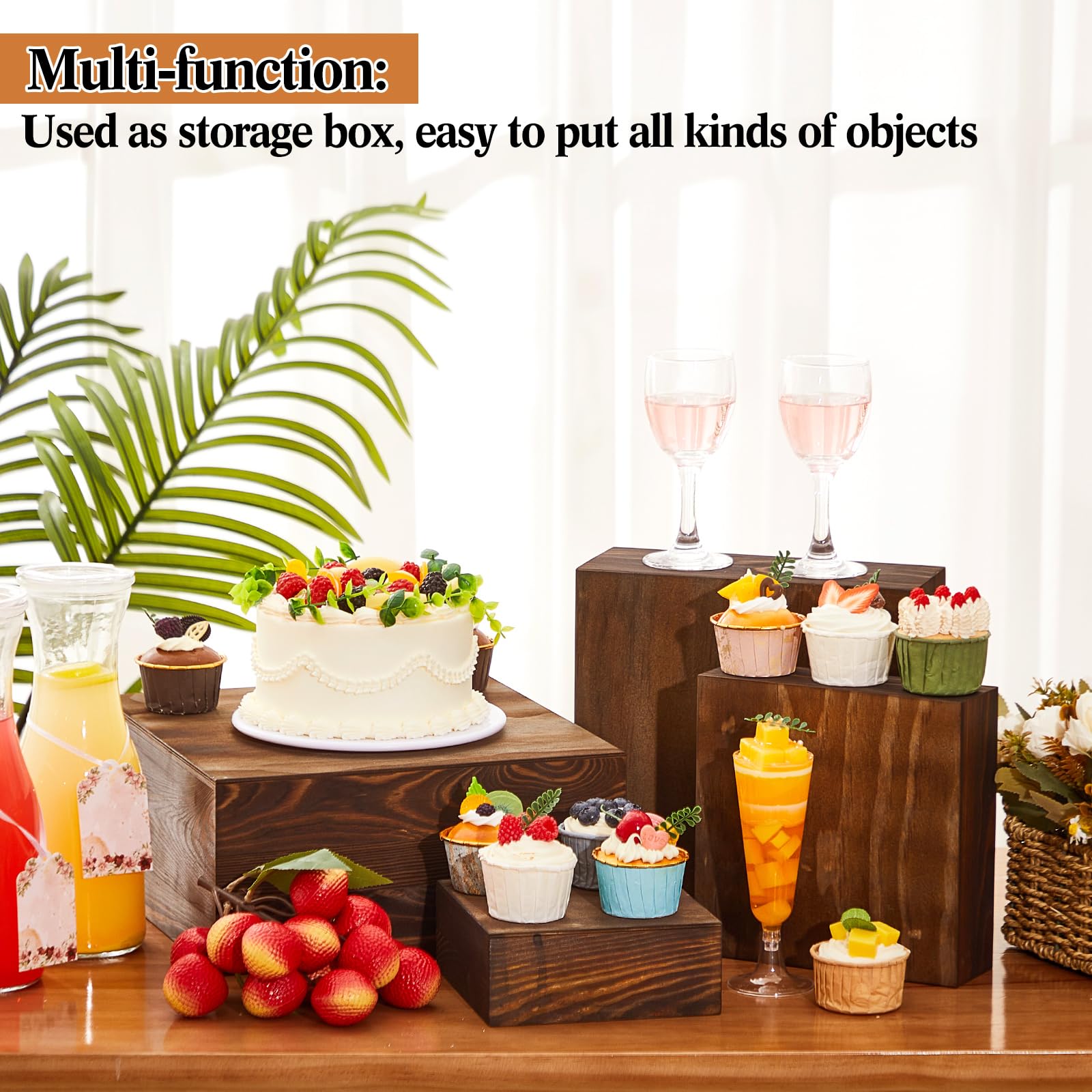 Set of 4 Wood Display Risers Rustic Cupcake Stand Rustic Wood Cake ...