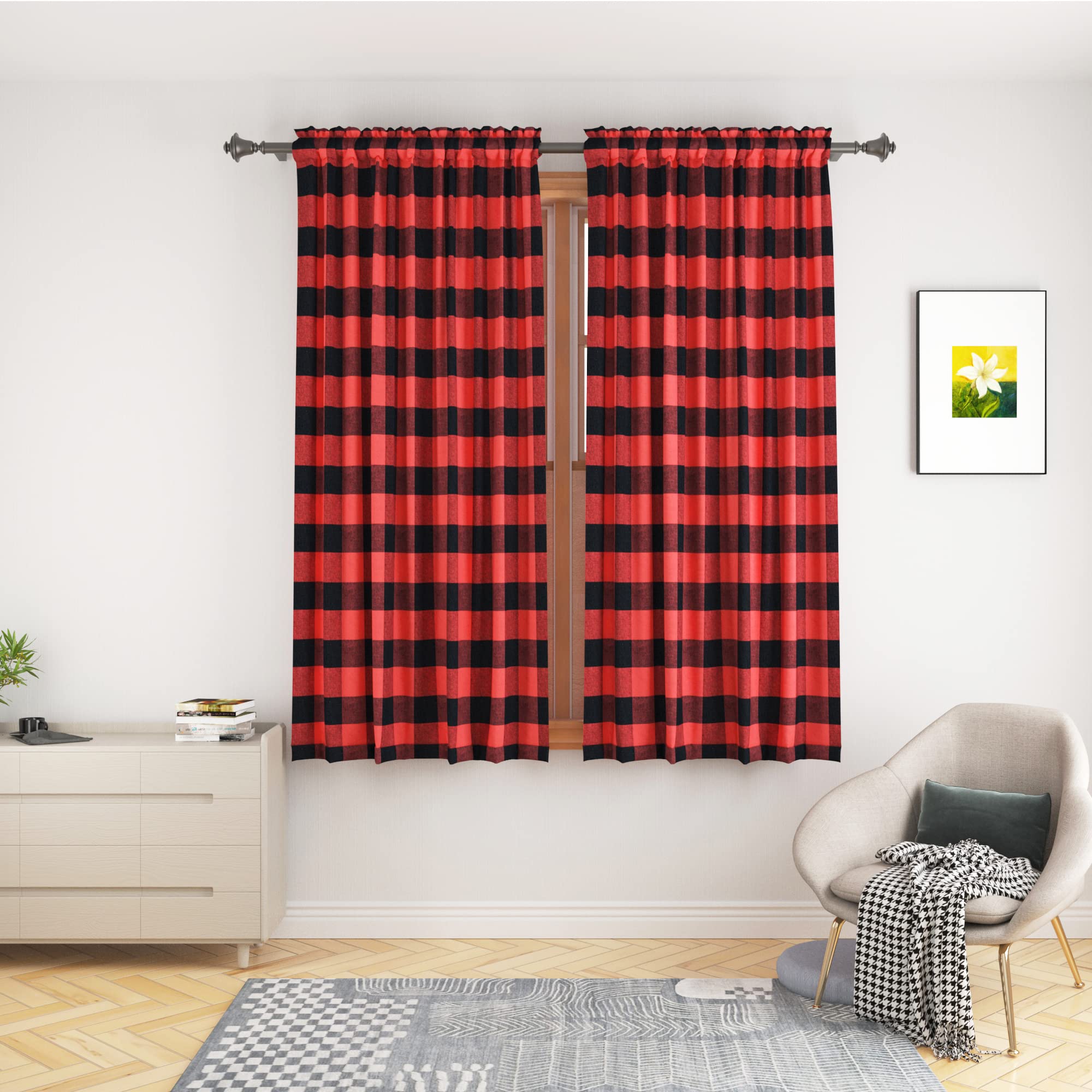 Amazon.com: UPOPO Buffalo Check Window Curtains 54 inches Long Living ...