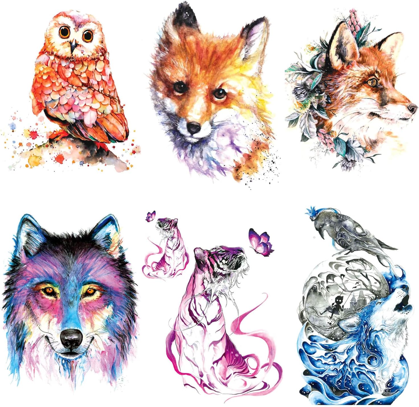 Amazon.com : JEEFONNA 86 Sheets Temporary Tattoo, 14 Sheets Large Half ...