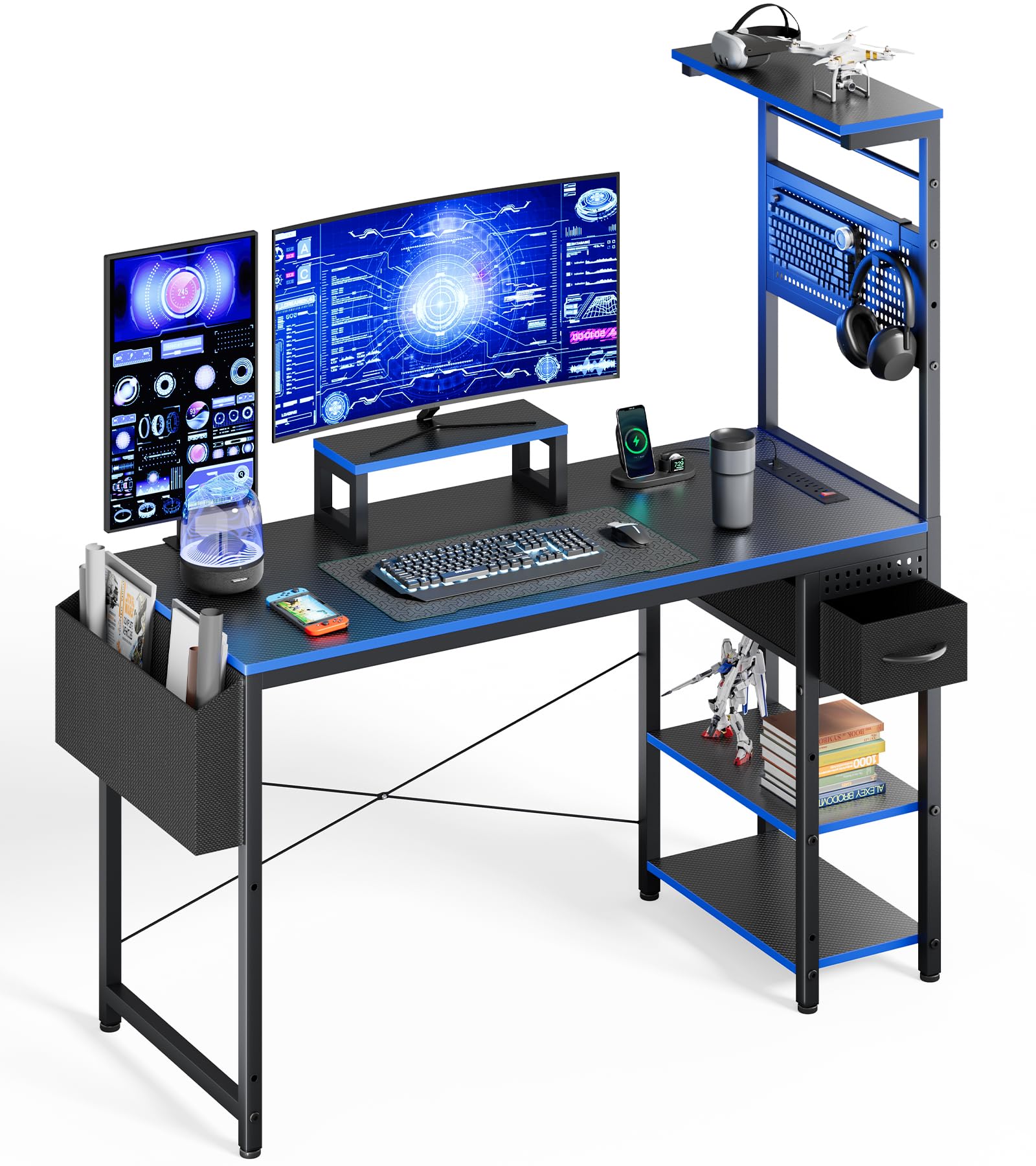 Amazon.com: DOMICON 47 Inch Gaming Desk, Computer Desk with Adjustable ...