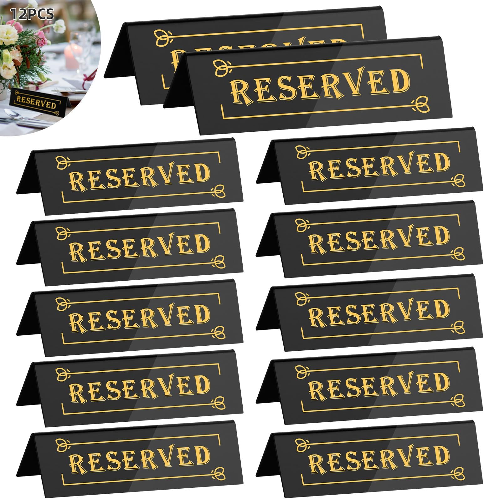Amazon.com: 6 Pack Acrylic Reserved Table Signs for Wedding Party ...
