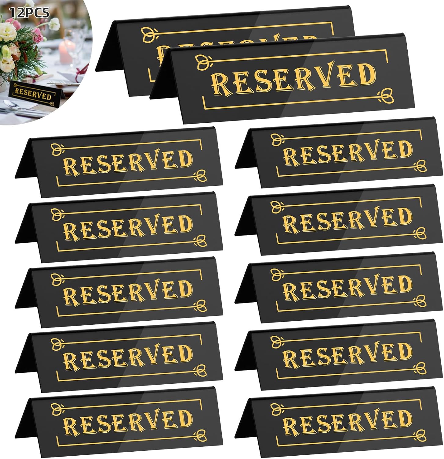 Amazon.com: Clonivent 12 PCS Reserved Table Signs, Acrylic Black ...