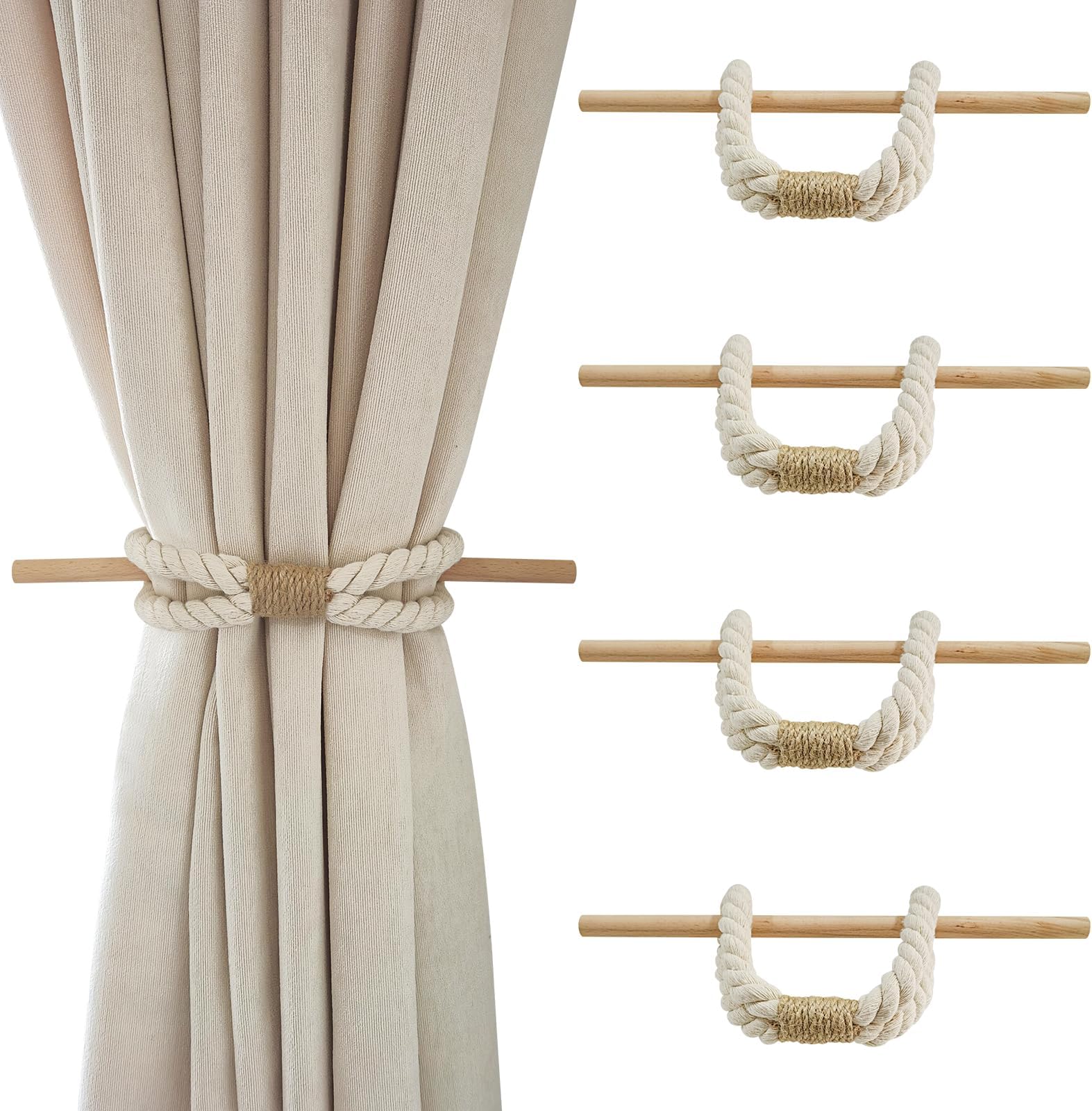 Amazon.com: Handmade Braided Curtain Tiebacks, 4pcs Boho Curtain ...