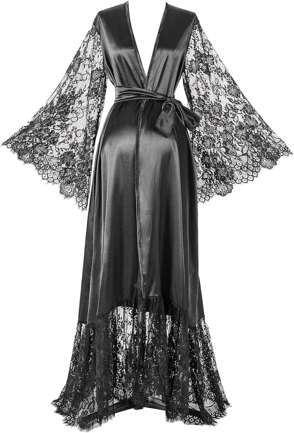 FangJian Fanjian Bridal Robe with Lace Silk Bridesmaid Robe Bathrobe ...