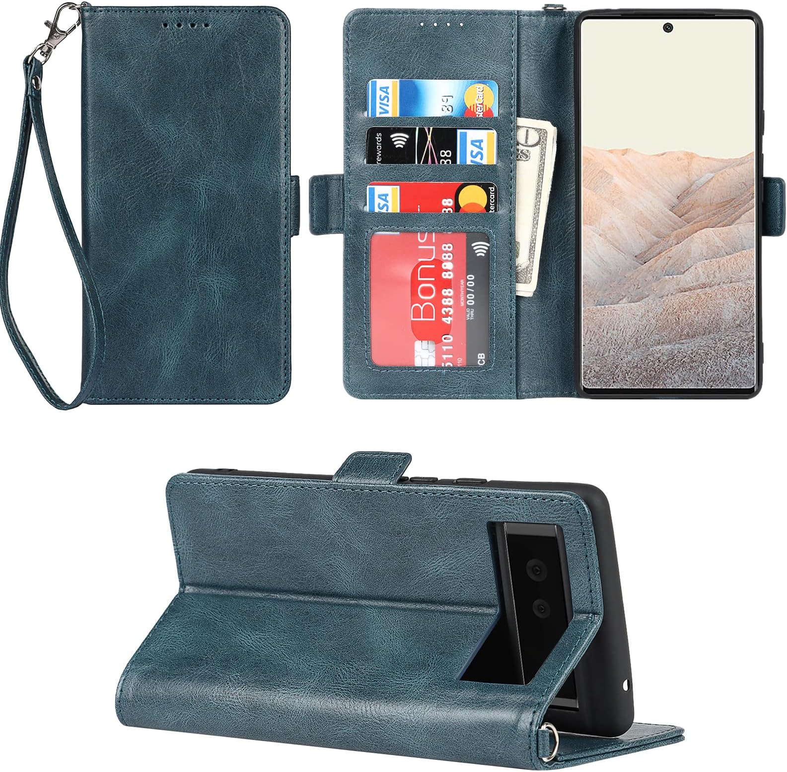 Amazon.com: Vavies Case for Pixel 6, for Google 6 G9S9B Wallet Case with Tempered Glass Screen ...