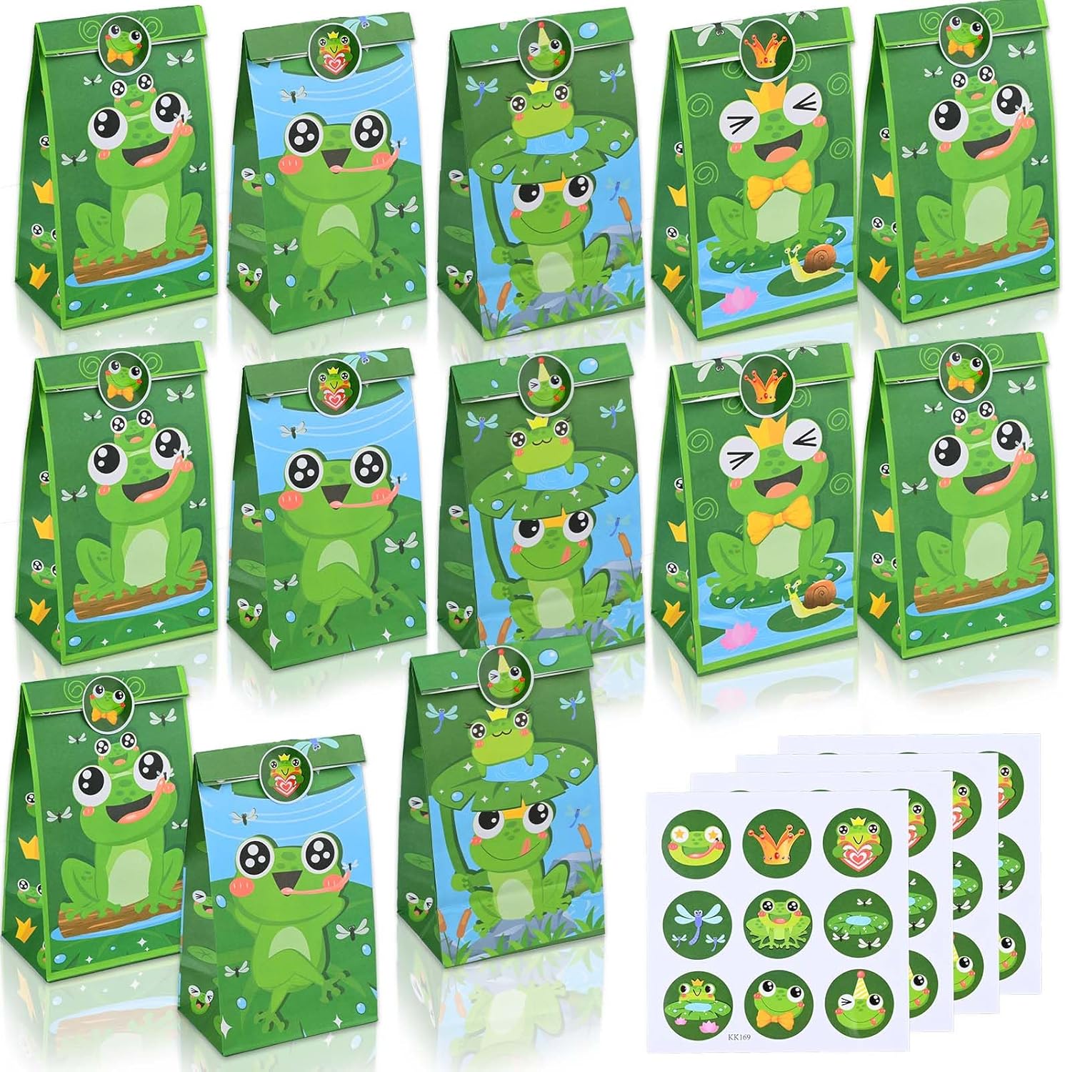 Amazon.com: 24 Pack Frog Party Paper Bags Candy Gift Bag with 36 Pcs ...