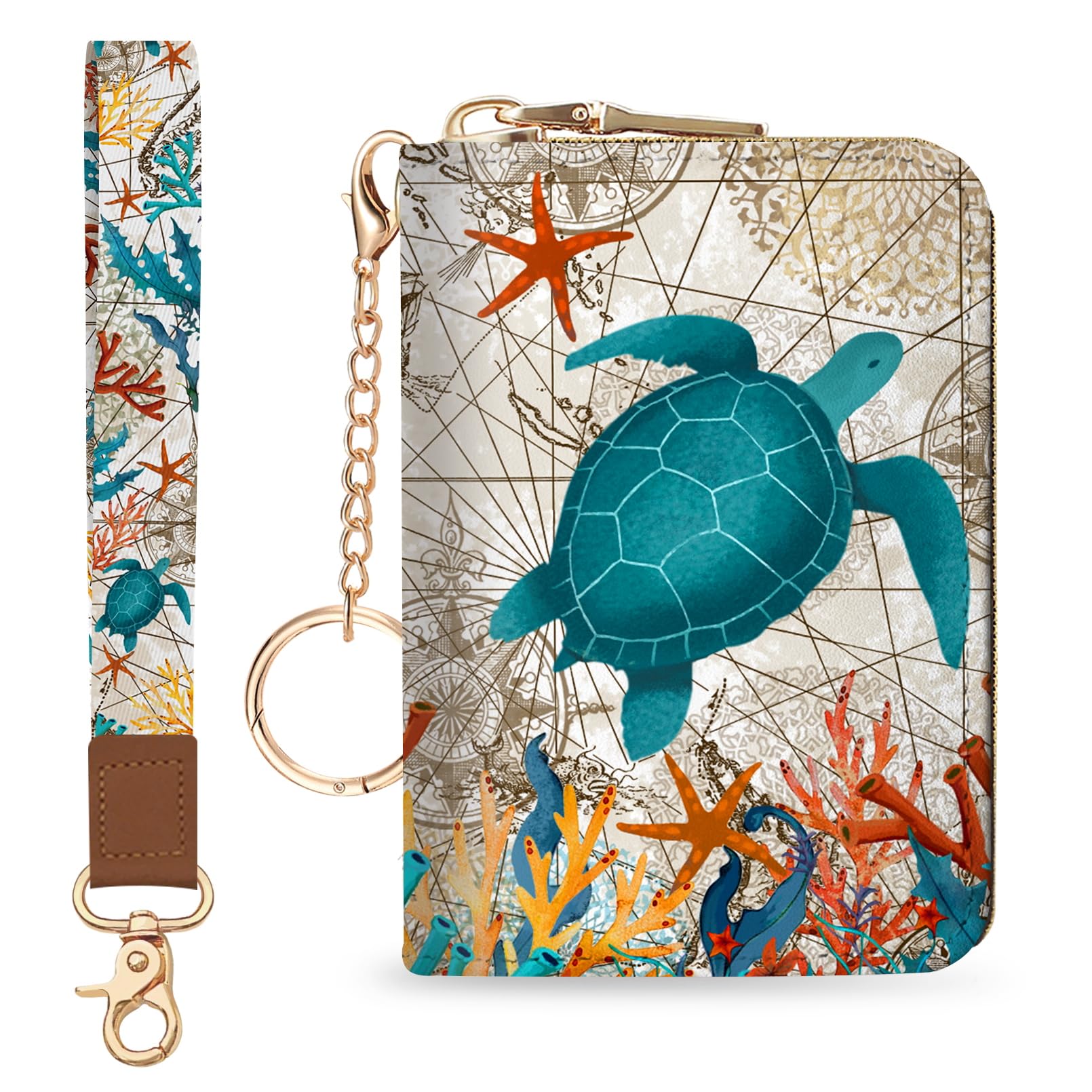 Amazon.com: Blusabaca Credit Card Holder for Women, Sea Turtle Small ...