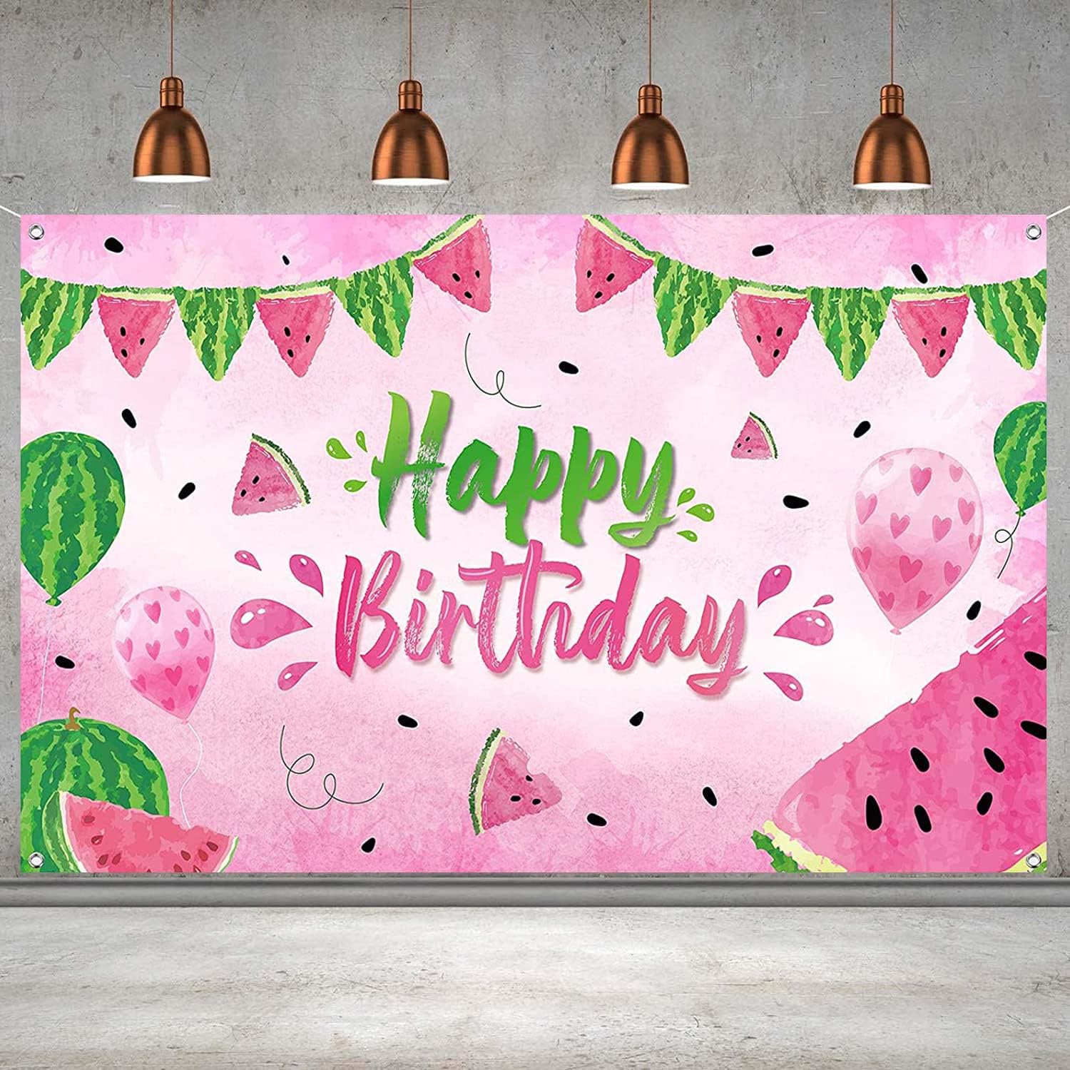 Amazon.com : Watermelon Happy Birthday Banner Watermelon Birthday ...