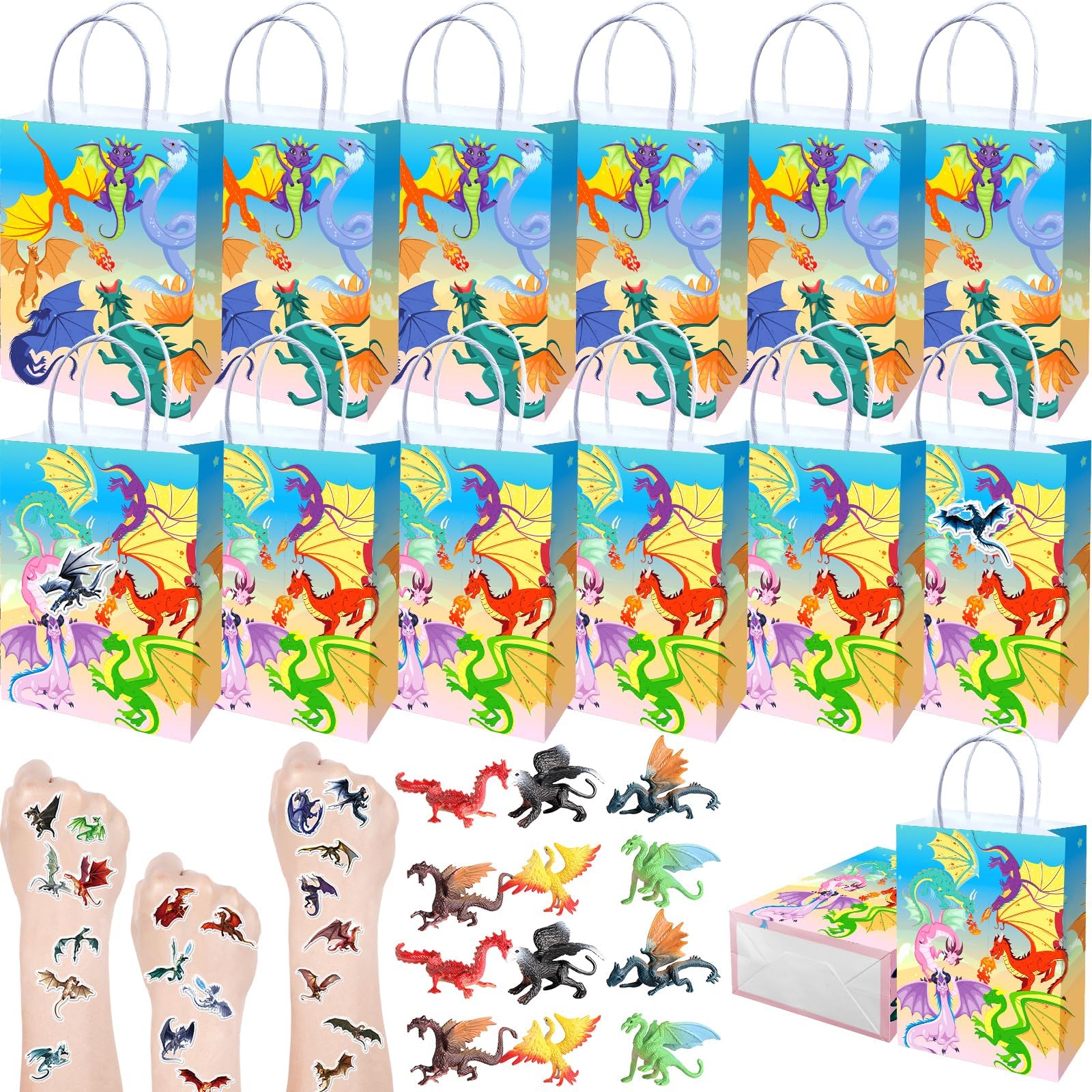 Amazon.com: Wettarn 162 Pcs Dragon Birthday Party Favors for 16 People ...