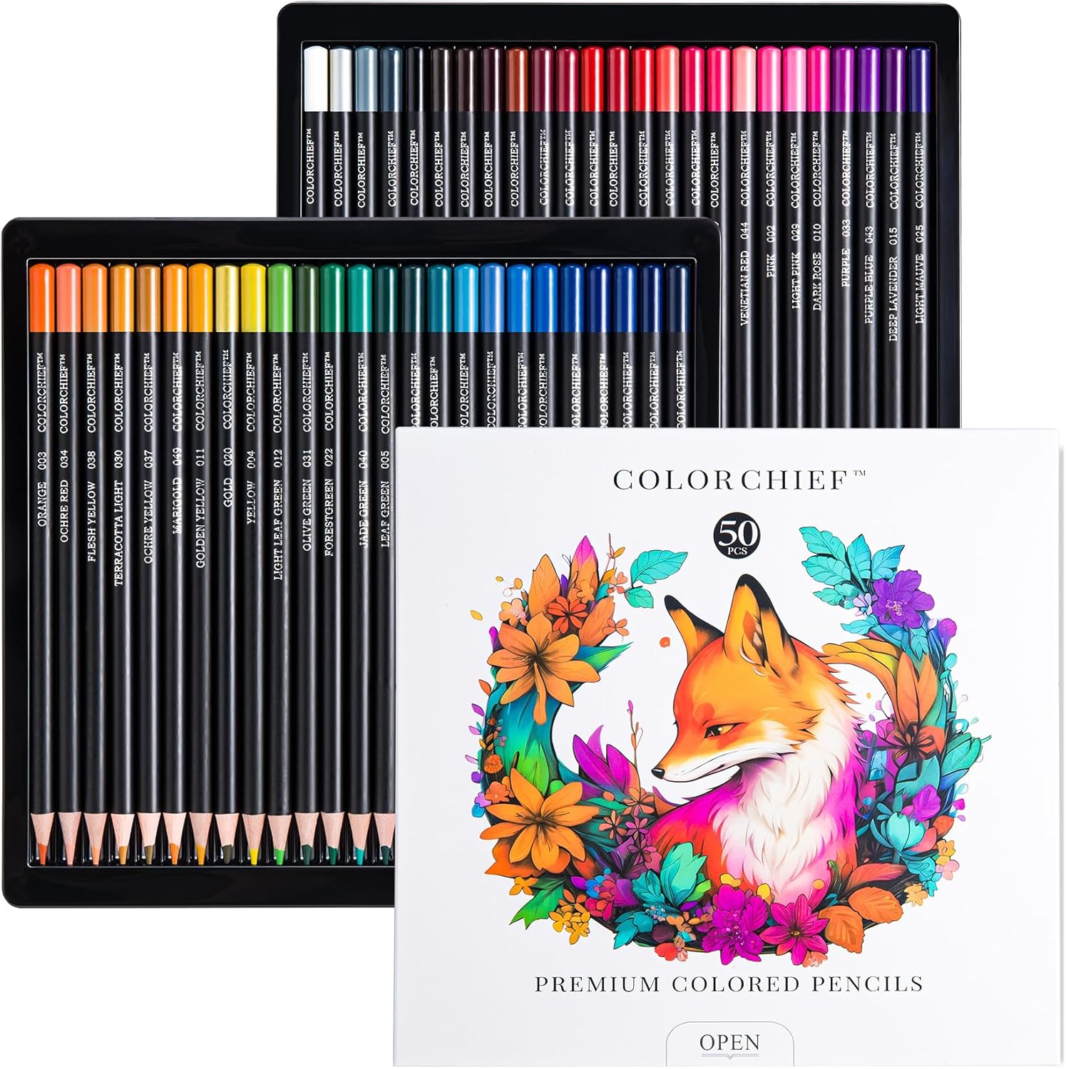 Amazon.com: COLORCHIEF 50 Count Colored Pencils for Adult Coloring ...