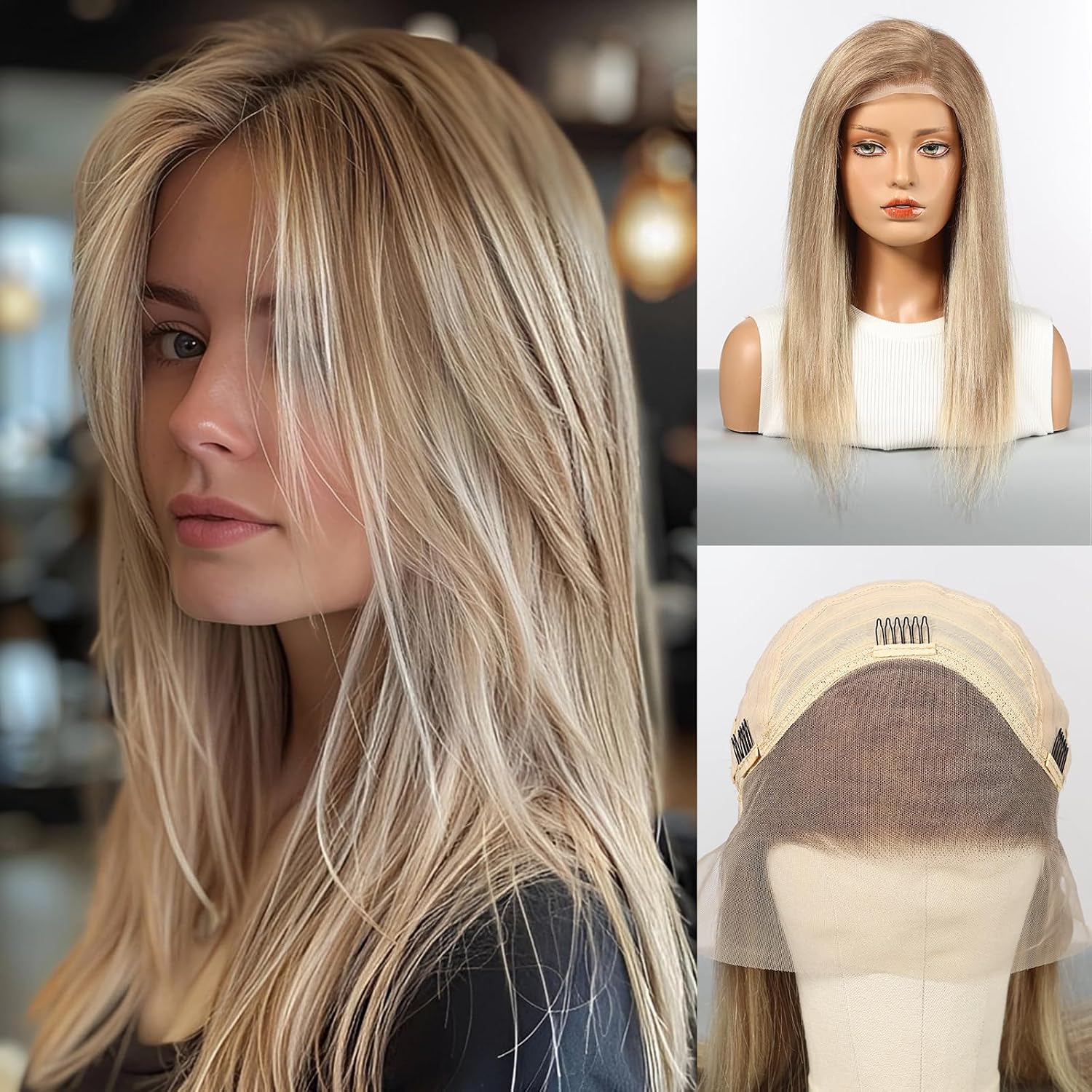Amazon.com : starluck Ash Blonde Wigs Human Hair Lace Front Wigs Human ...