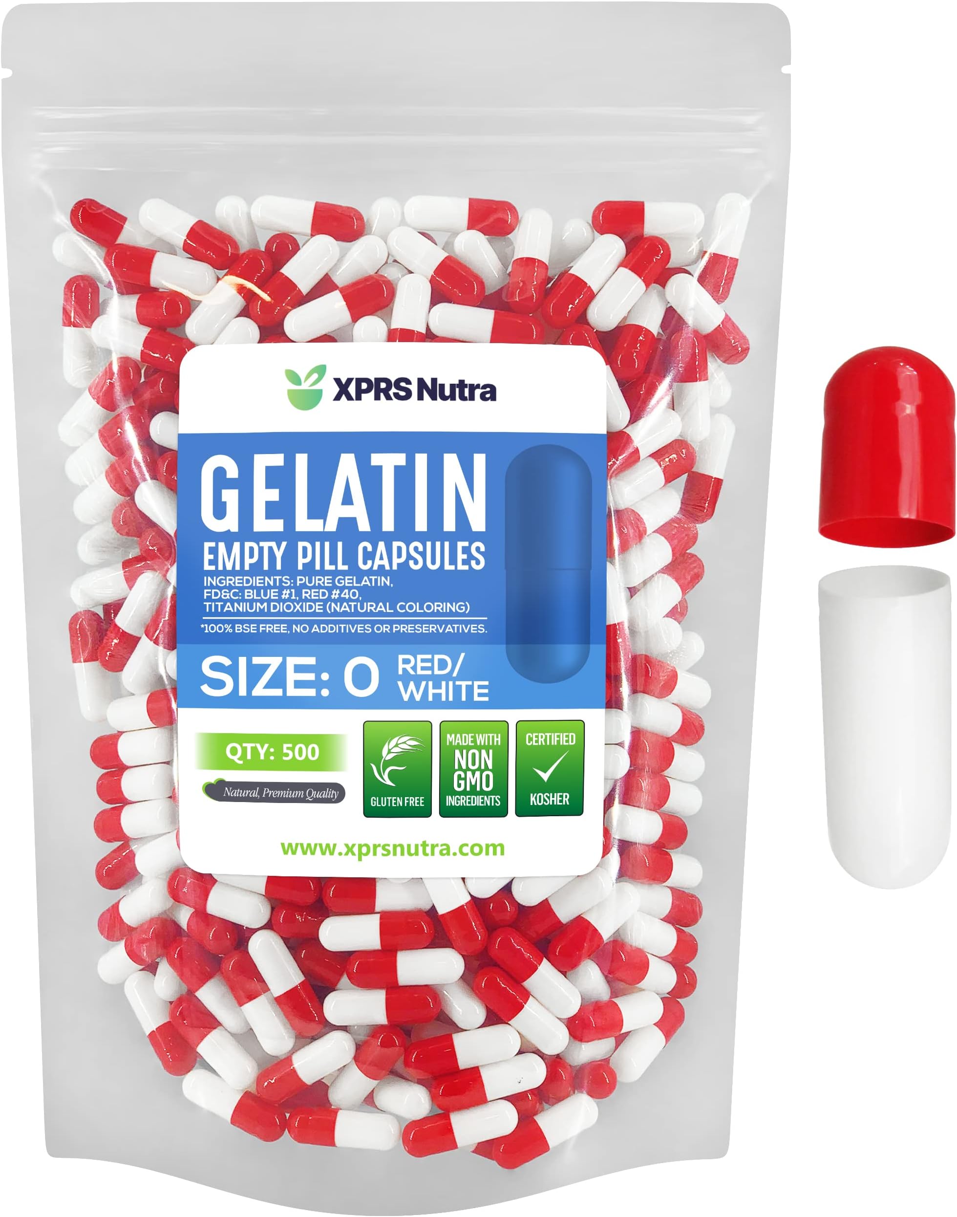Amazon.com: XPRS Nutra Size 0 Empty Capsules - 500 Count Empty Gelatin ...