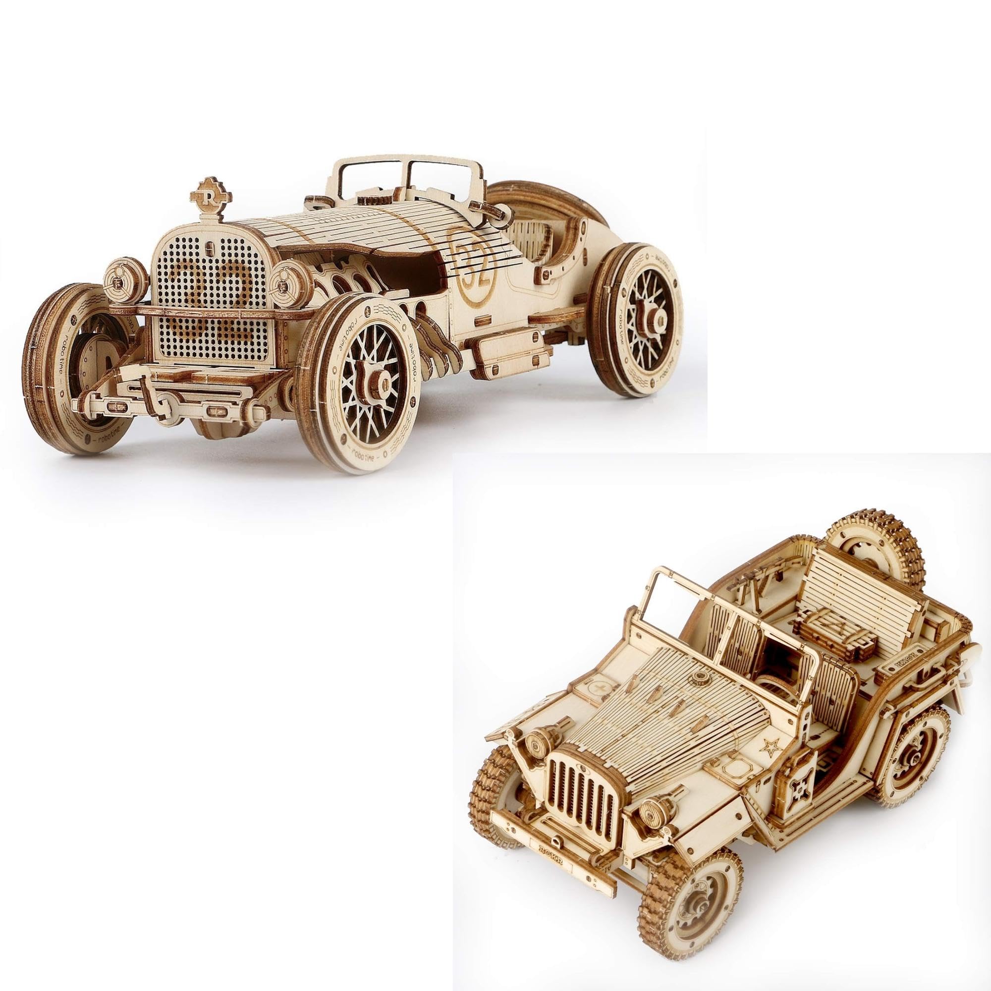 Amazon.com: ROBOTIME Wooden Model Car Kits to Build for Adults (Bundle ...