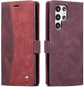 Amazon.com: QLTYPRI Case for Samsung Galaxy S25 Ultra, Vintage PU Leather Wallet Case Card Slot ...