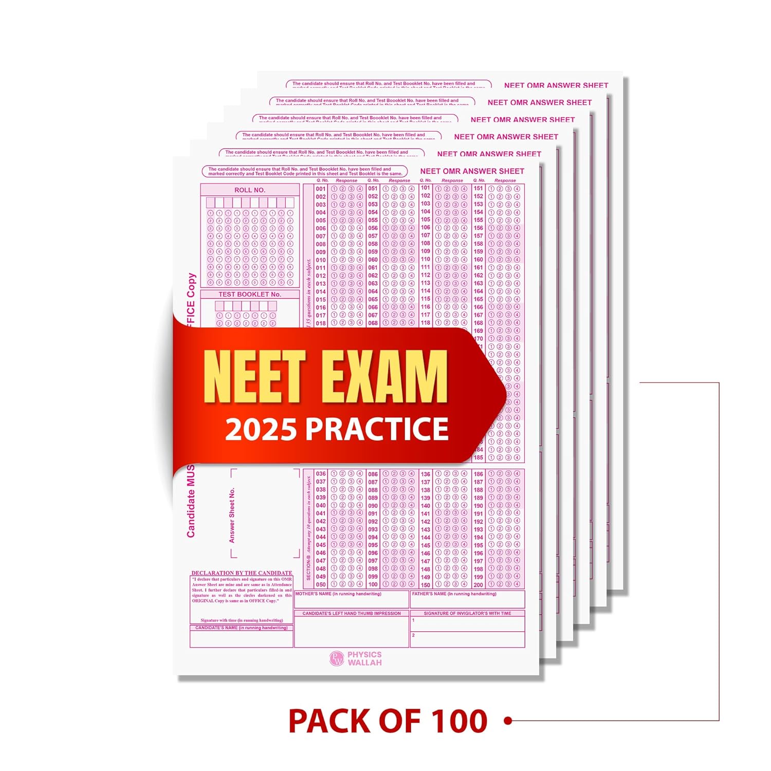 Buy PW NEET OMR Sheets For Practice and Time Management - 100 OMR ...