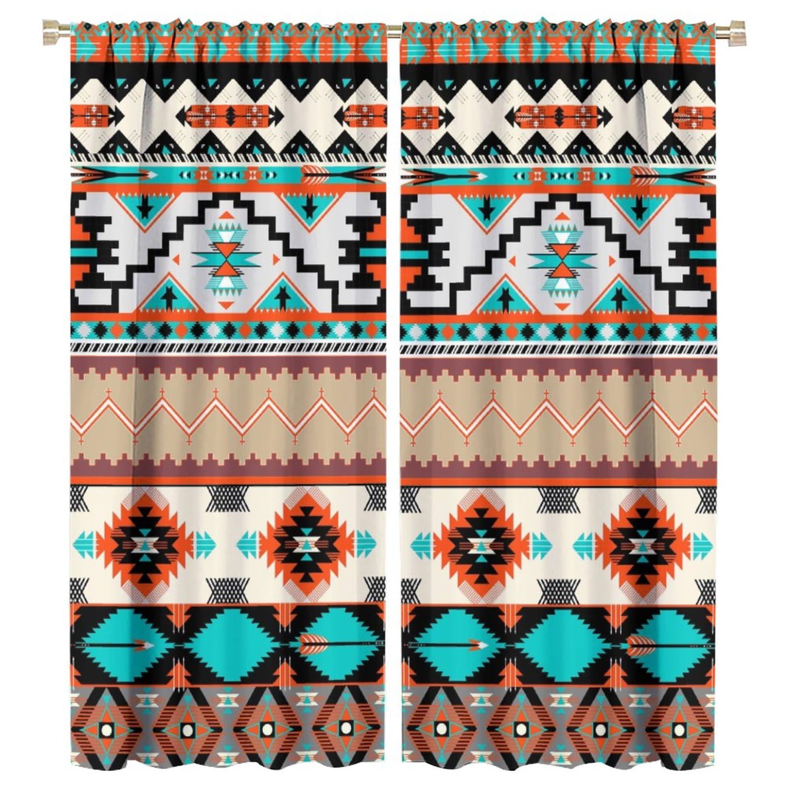 Amazon.com: Aztec Window Curtains, Southwestern Navajo Abstract ...