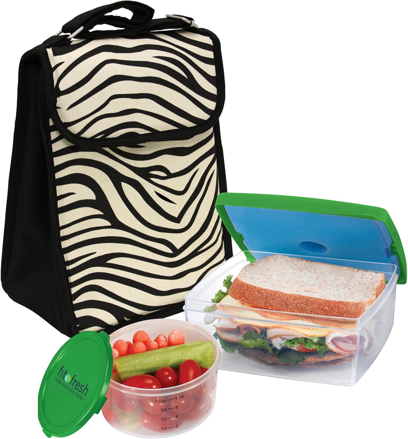 Amazon.com: Fit & Fresh Classic Insulated Designer Lunch Kit, Zebra ...