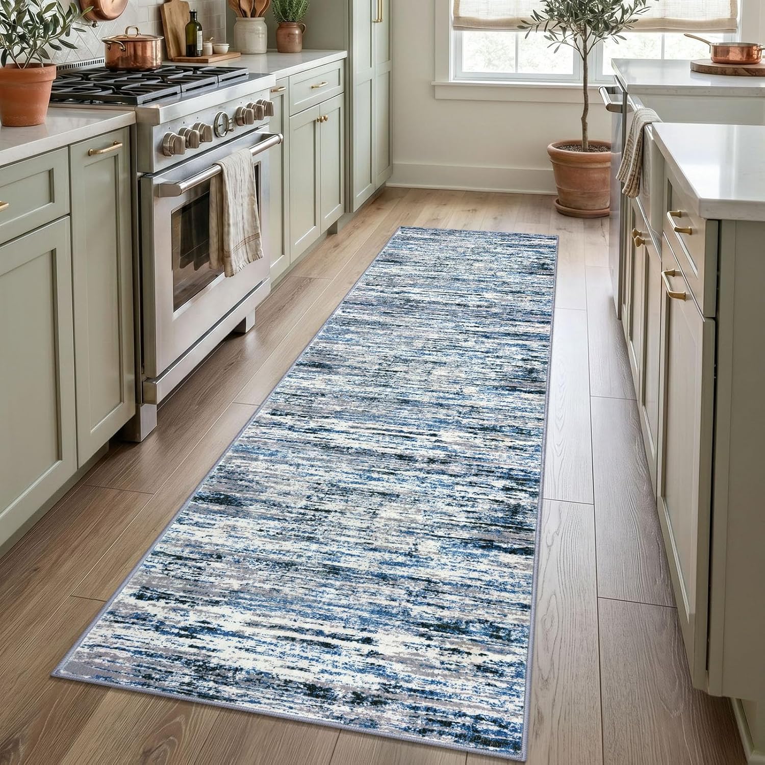 Amazon.com: Lansny Modern Abstract Runners for Hallways 2x8, Washable ...