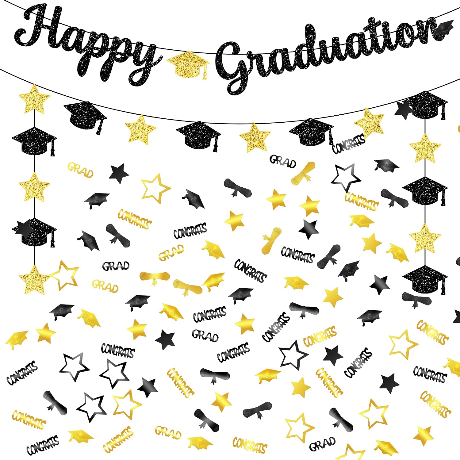 Amazon.com: KatchOn, Glitter Happy Graduation Banner - No DIY, Pre ...