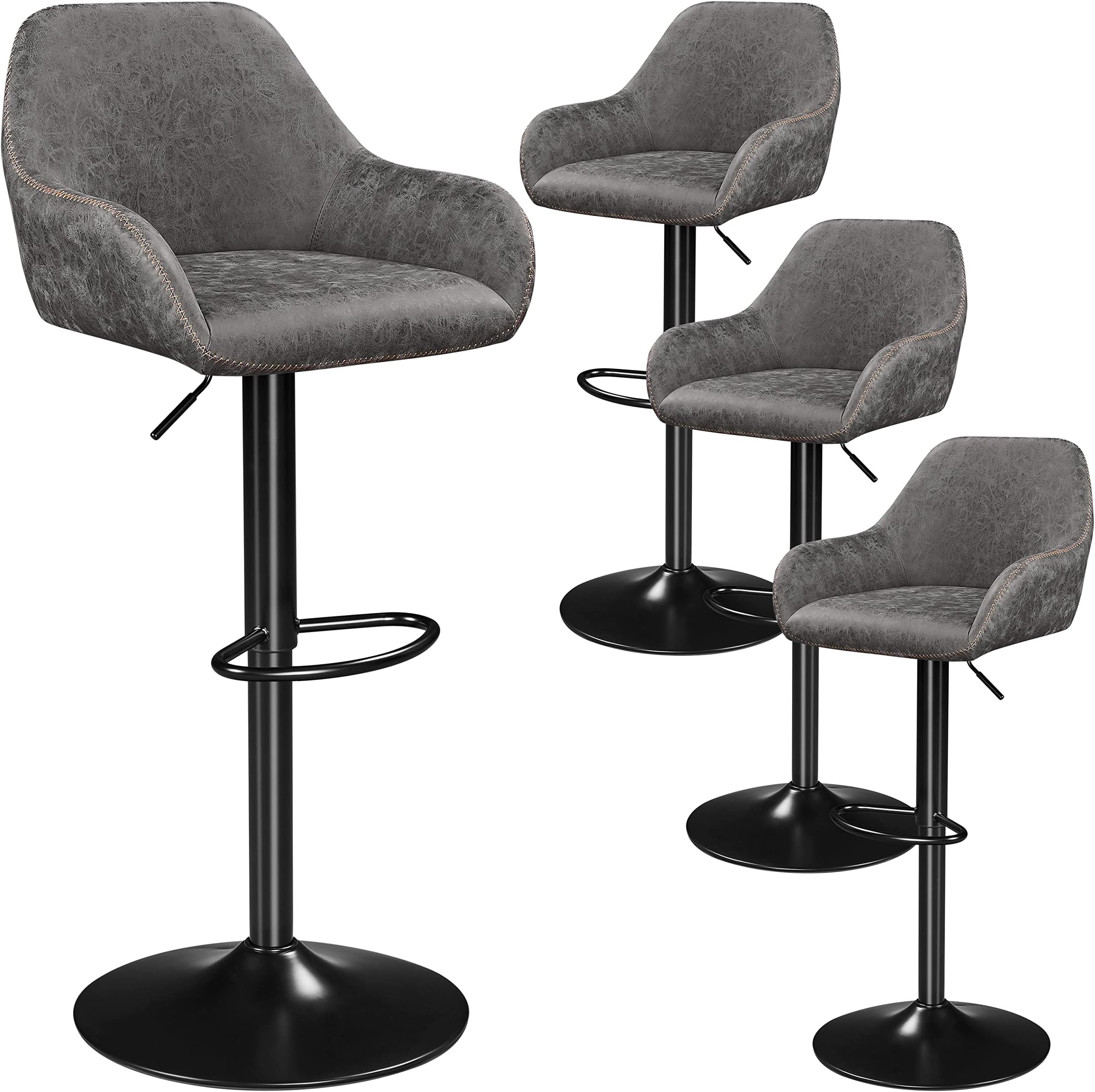 Amazon.com: Yaheetech Bart Stools Set of 4, PU Leather Adjustable ...