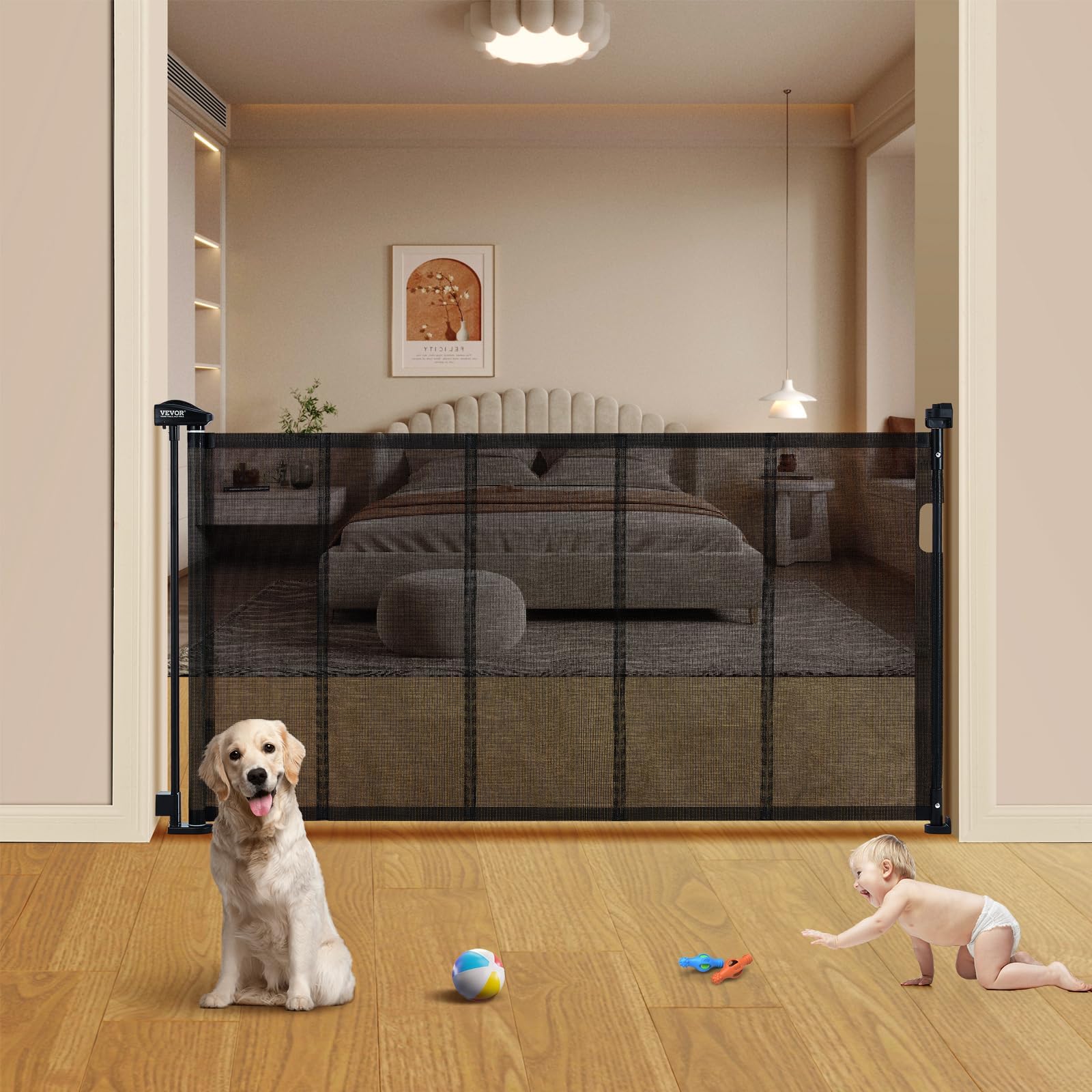 Amazon.com: VEVOR Retractable Baby Gates for Stairs, Extends up to 116 ...