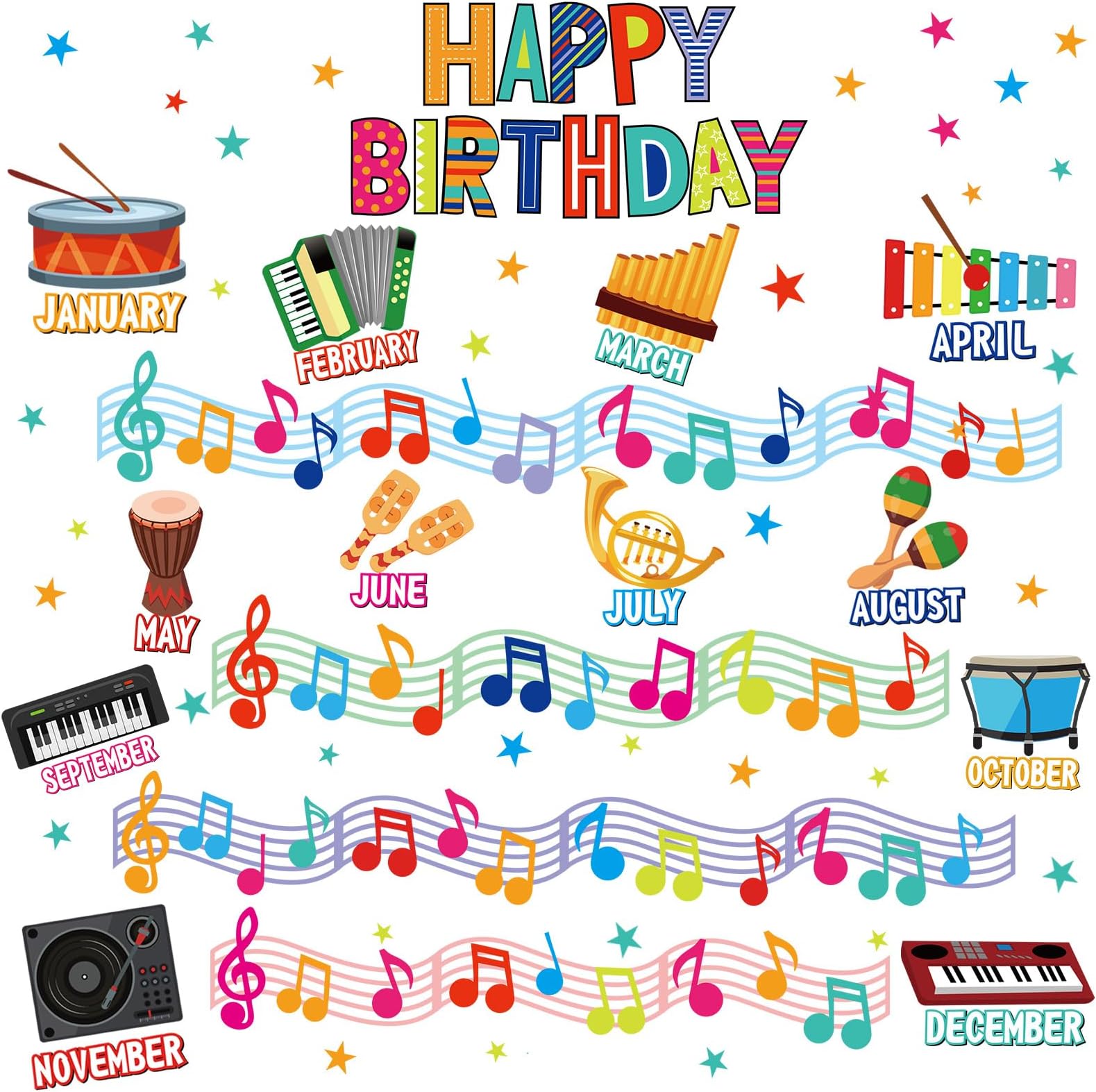 Amazon.com : Pajean 84 Pieces Happy Birthday Classroom Bulletin Board ...