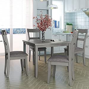 Amazon.com - Merax Dining Table, Including Wooden Square Tabletop ...