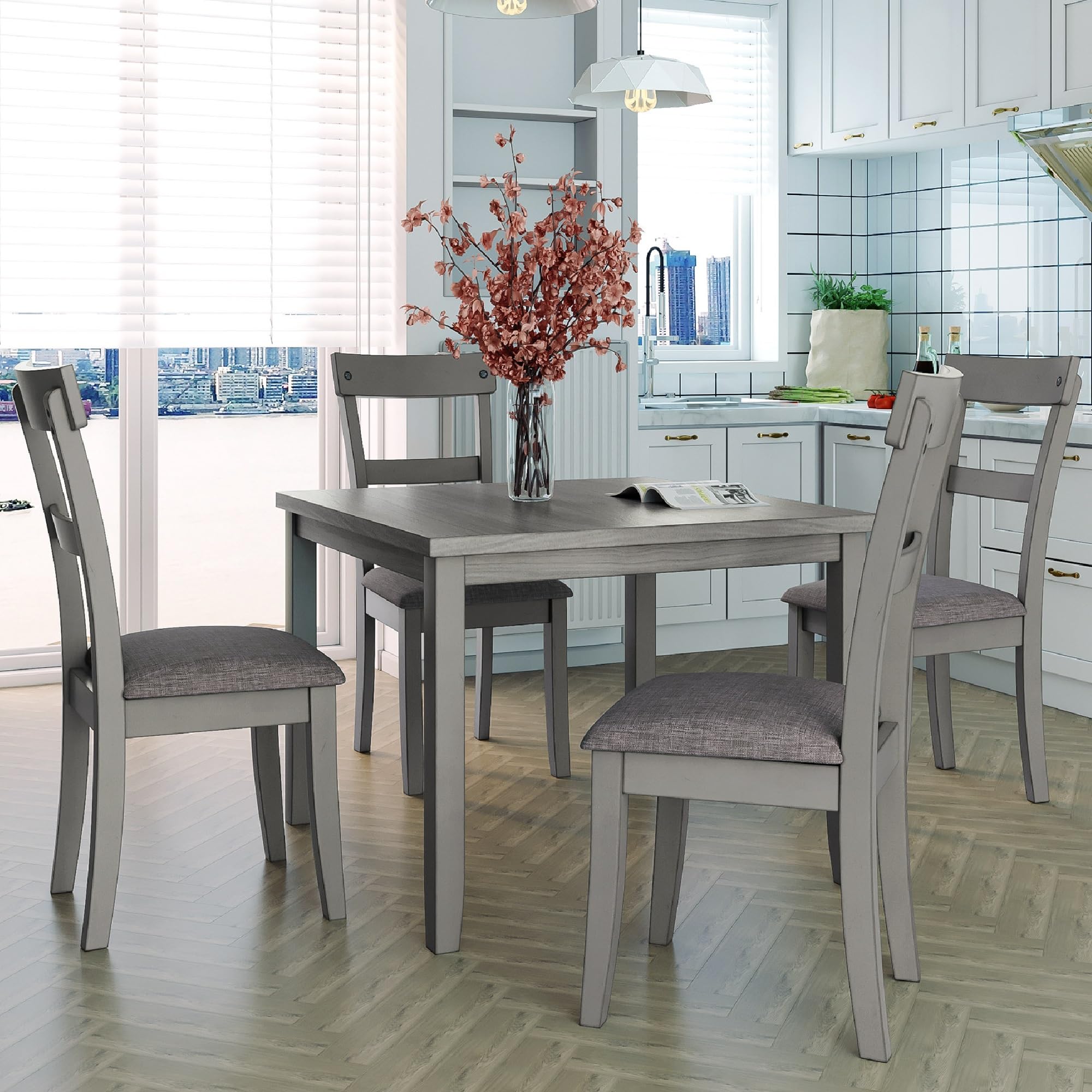 Amazon.com - Merax Dining Table, Including Wooden Square Tabletop ...