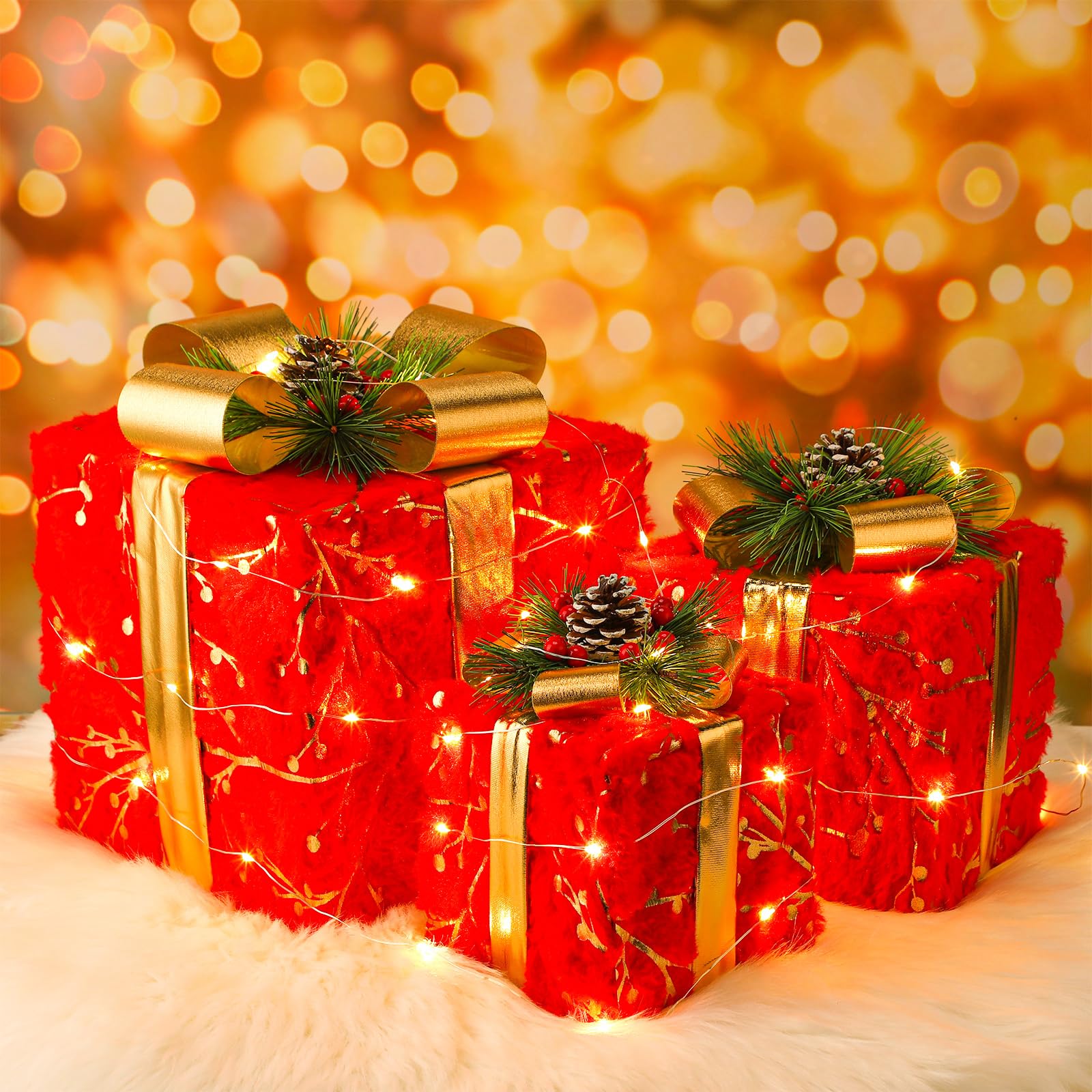 Amazon.com: 3 Set Christmas Lighted Gift Boxes Decorations 16.4 ft LED ...