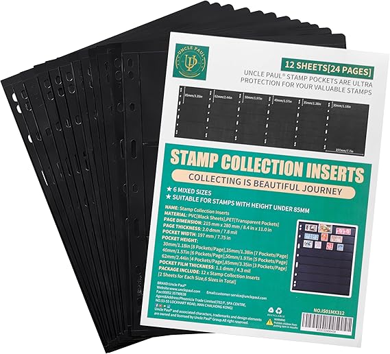 Amazon.com: Stamp Collection Inserts - Collector Stamp Album 12 Sheets ...