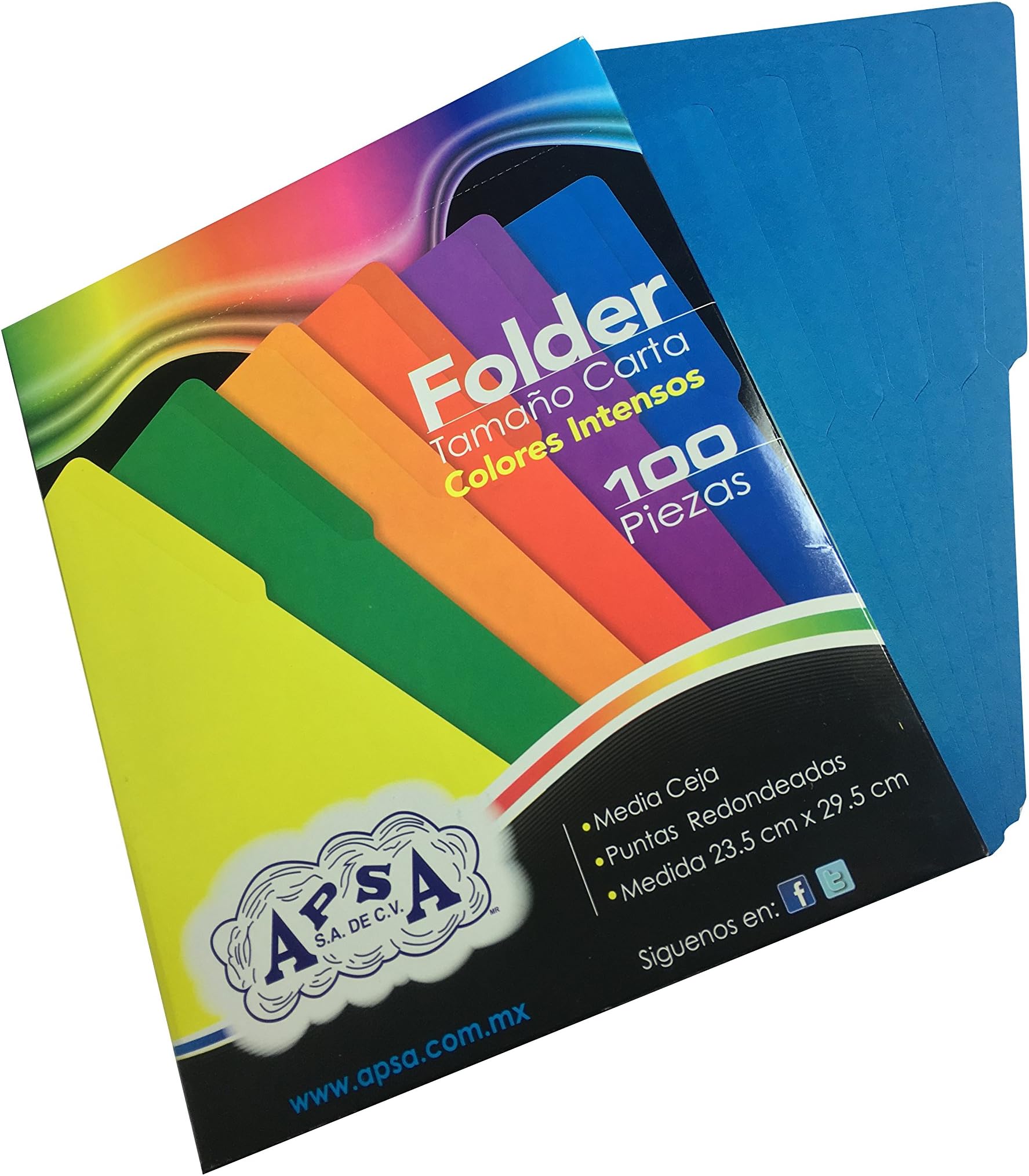 APSA Folder Tamaño Carta Colores Intensos Biodegradable Paquete con 100 ...