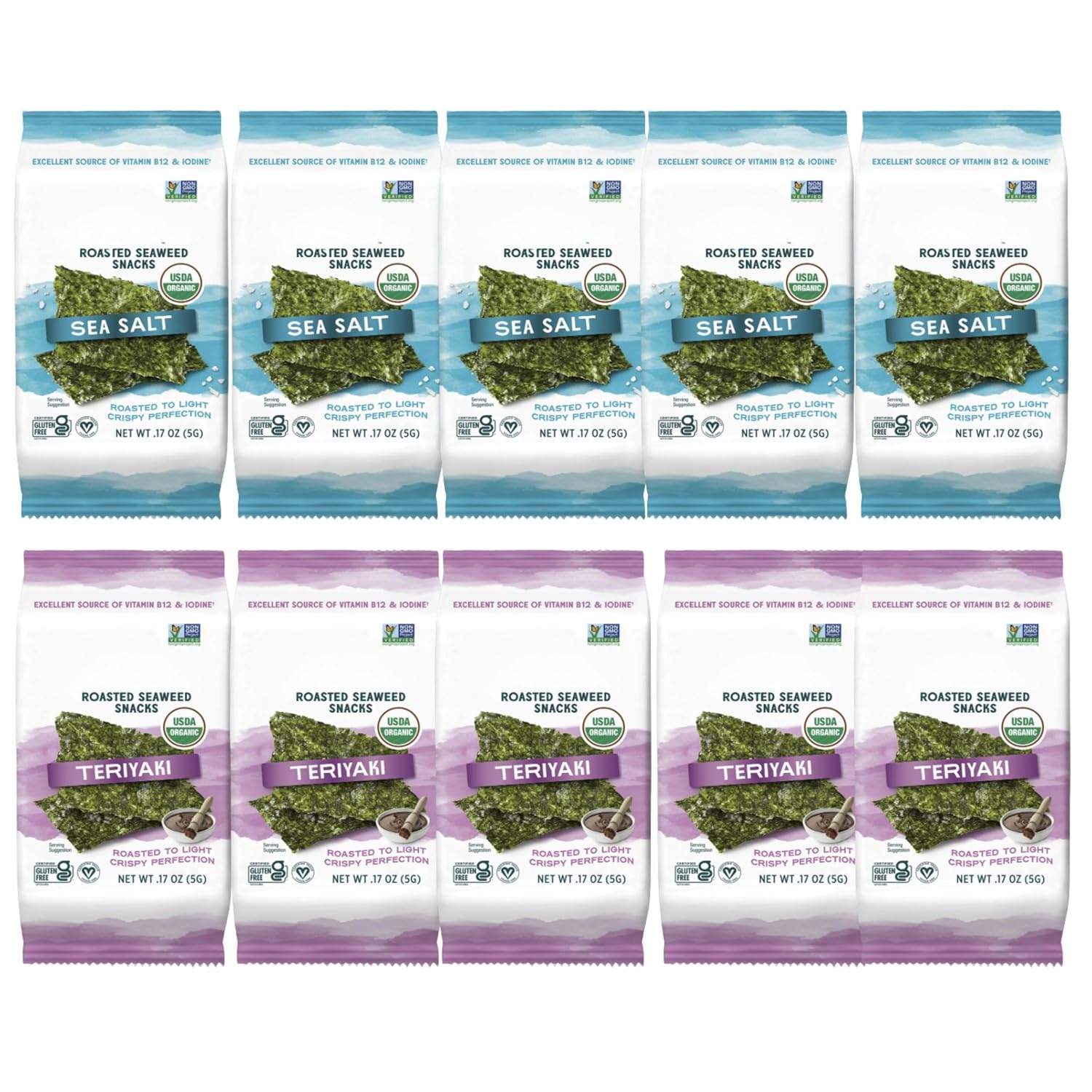 Amazon.com: Roasted Seaweed Snacks Variety Pack - Sea Salt & Teriyaki ...