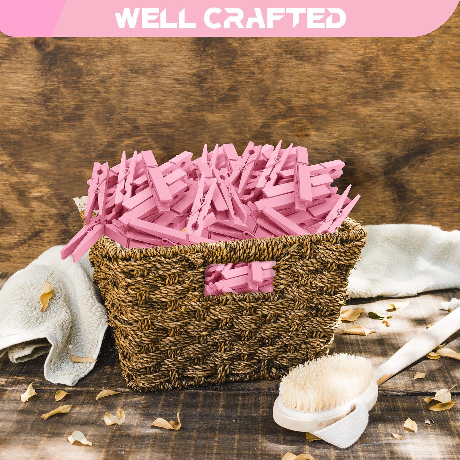 Snapklik.com : Pink Clothes Pins Wooden 100 Pack