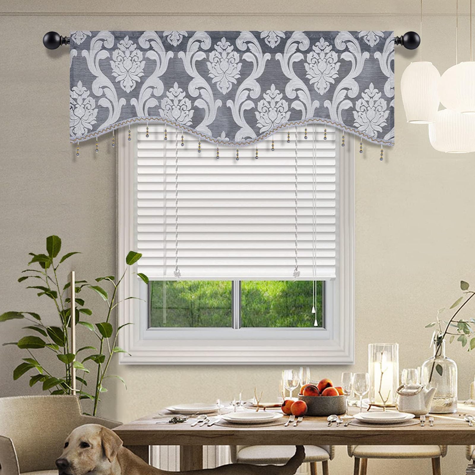 FLIPP Scalloped Valance Curtains- 52W x 18L Inch Decoration Jacquard ...