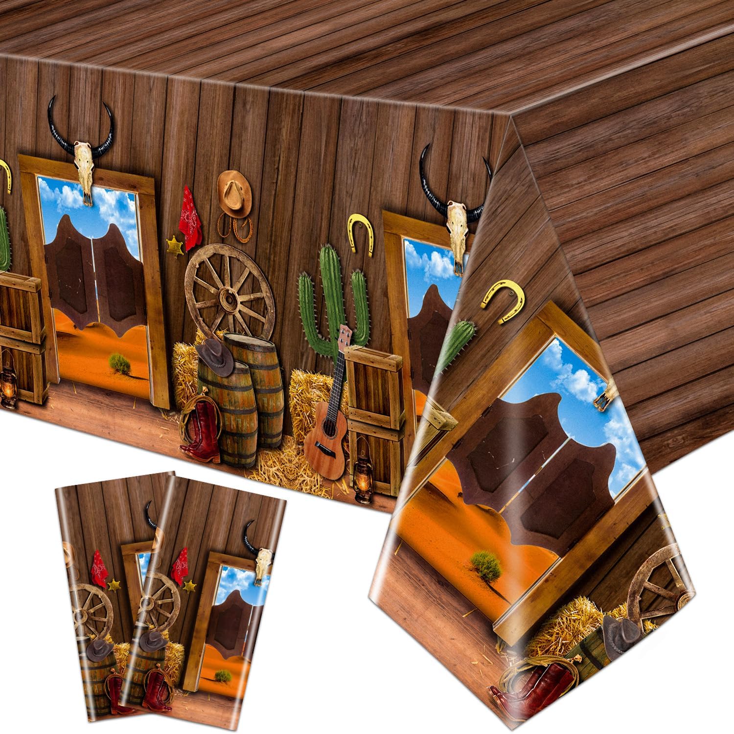 Amazon.com: Hegbolke 4 Pack Western Tablecloths - Western Birthday ...