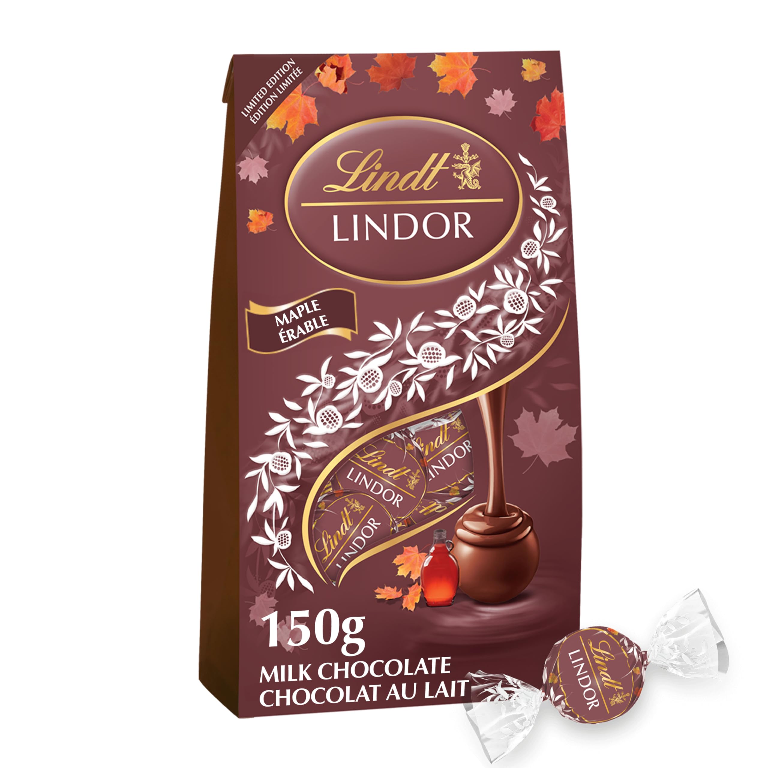 Lindt LINDOR Maple Milk Chocolate Truffles, 150g Gram Bag; Individually ...