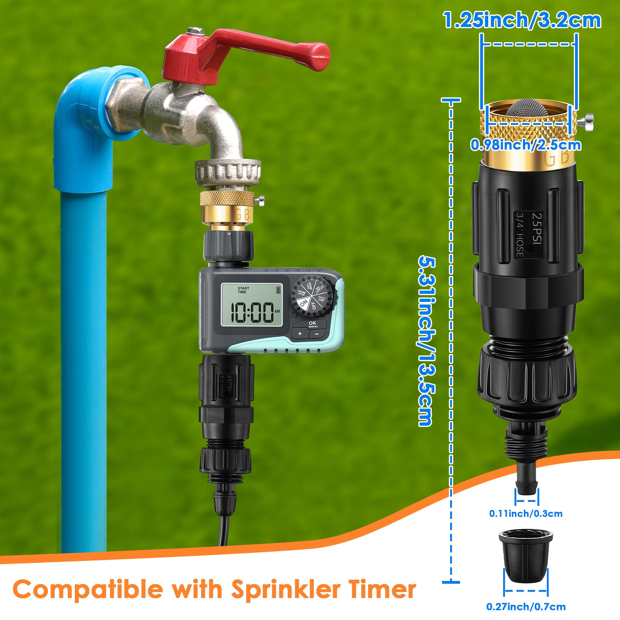 Snapklik.com : Gulfmew Drip Irrigation Faucet Adapter 25 PSI, 1/4 ...