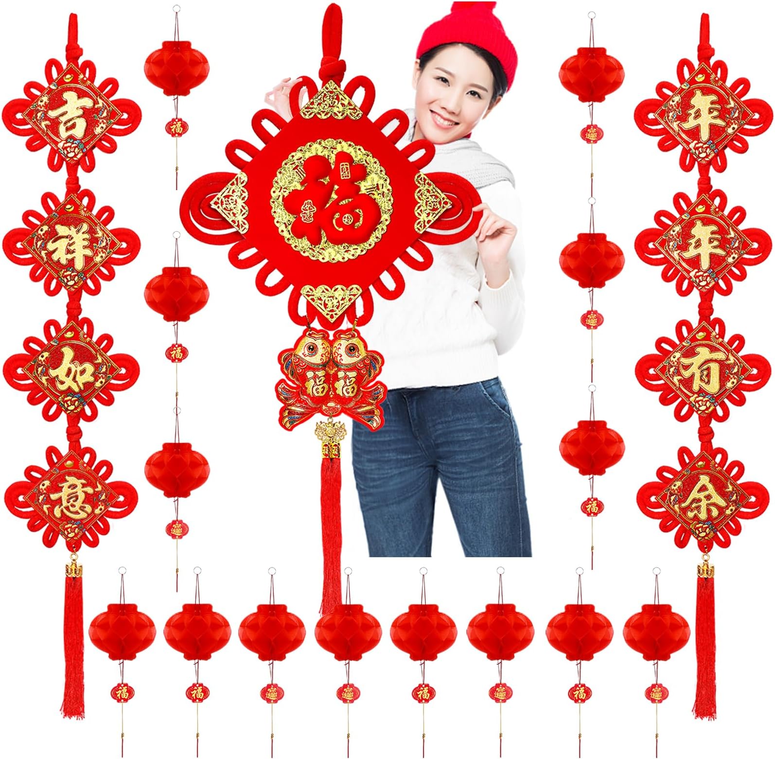Amazon.com: CWLAKON Chinese New Year Decorations 2024, Chinese Knot Fu ...