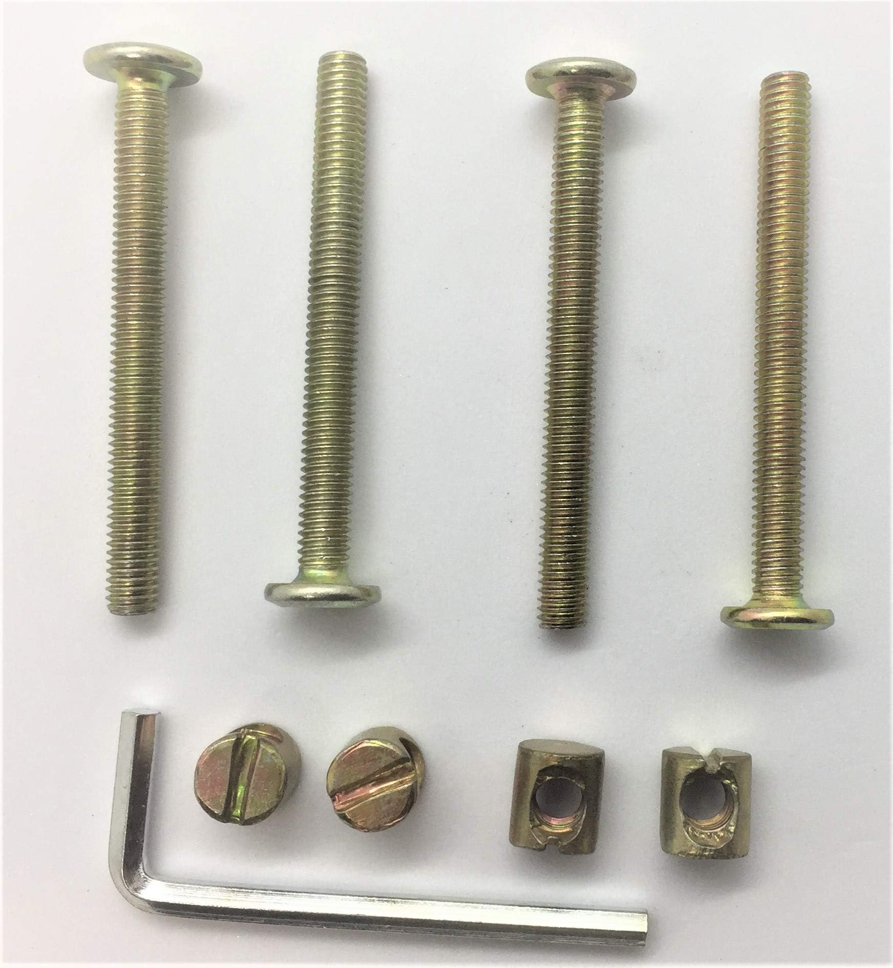Silver Cot Bed Bolt Kit - 6mm M6 x 60mm - 10 Bolts, 10 Nuts, 1 Allen ...