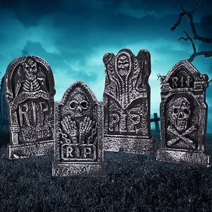 Amazon.com : Sizonjoy 17”Halloween Foam RIP Graveyard Tombstones, 4 ...