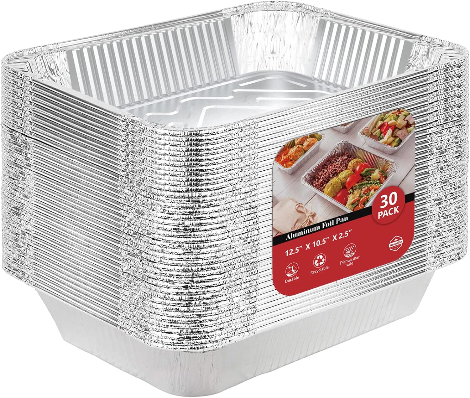 Amazon.com: 9x13 Disposable Aluminum Foil Pans, 30-Pack Heavy Duty Half ...