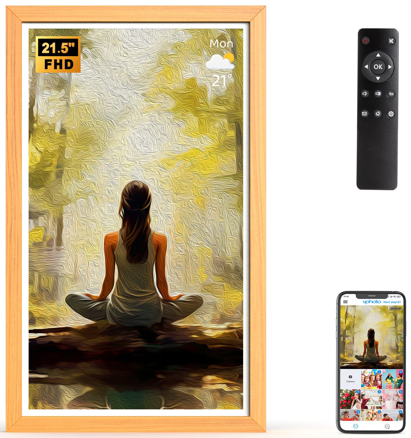 21.5-Inch Digital Picture Frame Large Digital Photo Frame - Smart WiFi ...