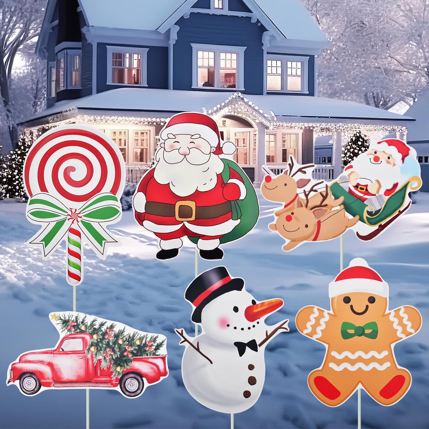 Amazon.com : 6 Pieces Christmas Decorations Outdoor Yard Garden Porch ...