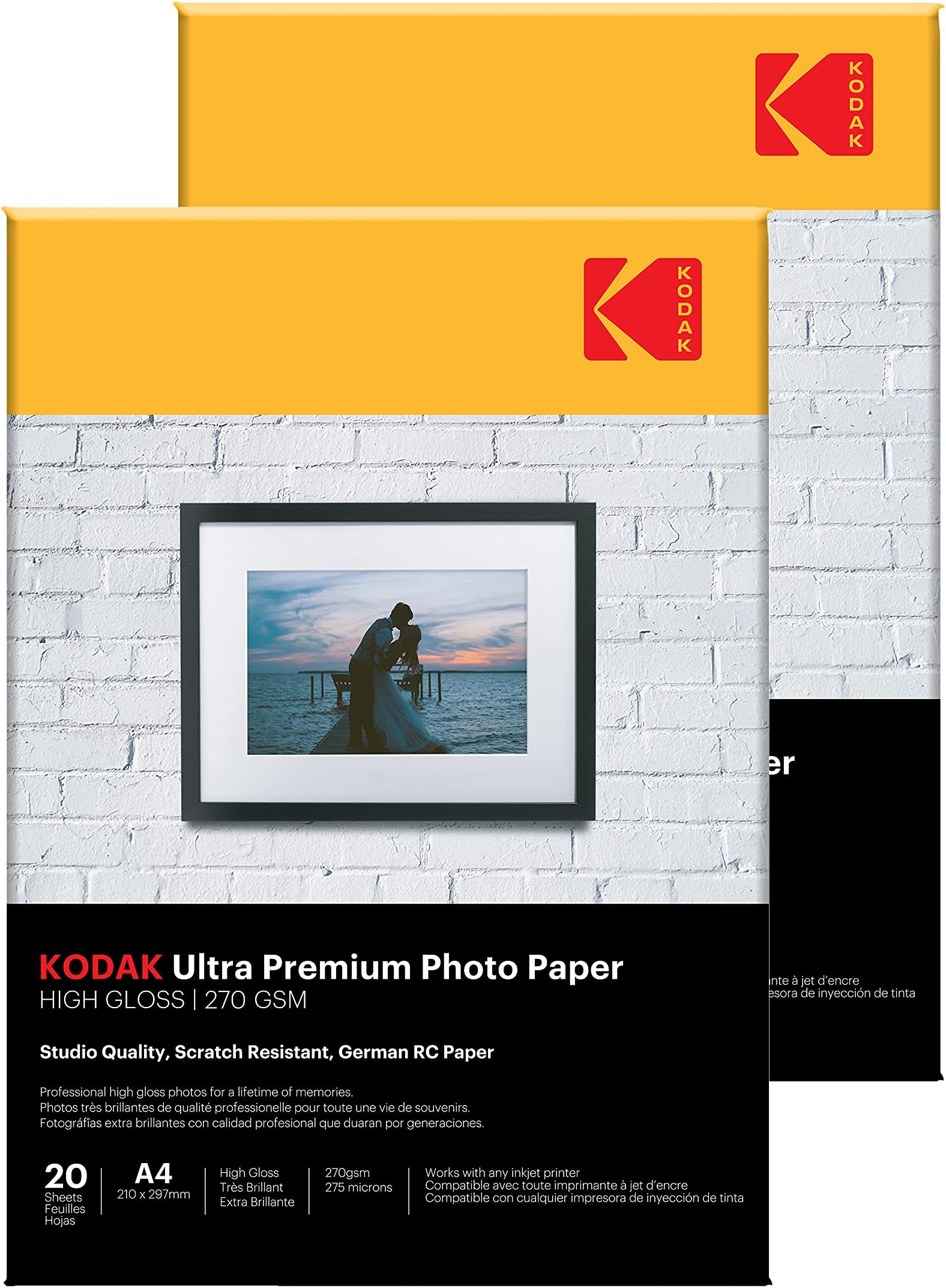 Kodak 230 GSM A4 Glossy Photo Paper – Water Resistant, Pack of 20 ...