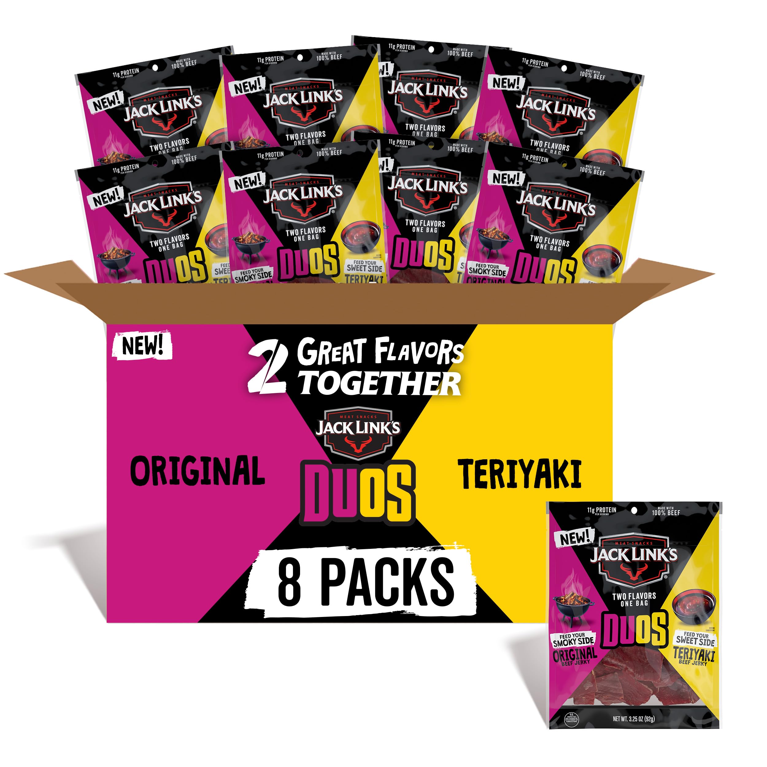 Amazon.com: Jack Link's DUOs Original and Teriyaki Beef Jerky ...