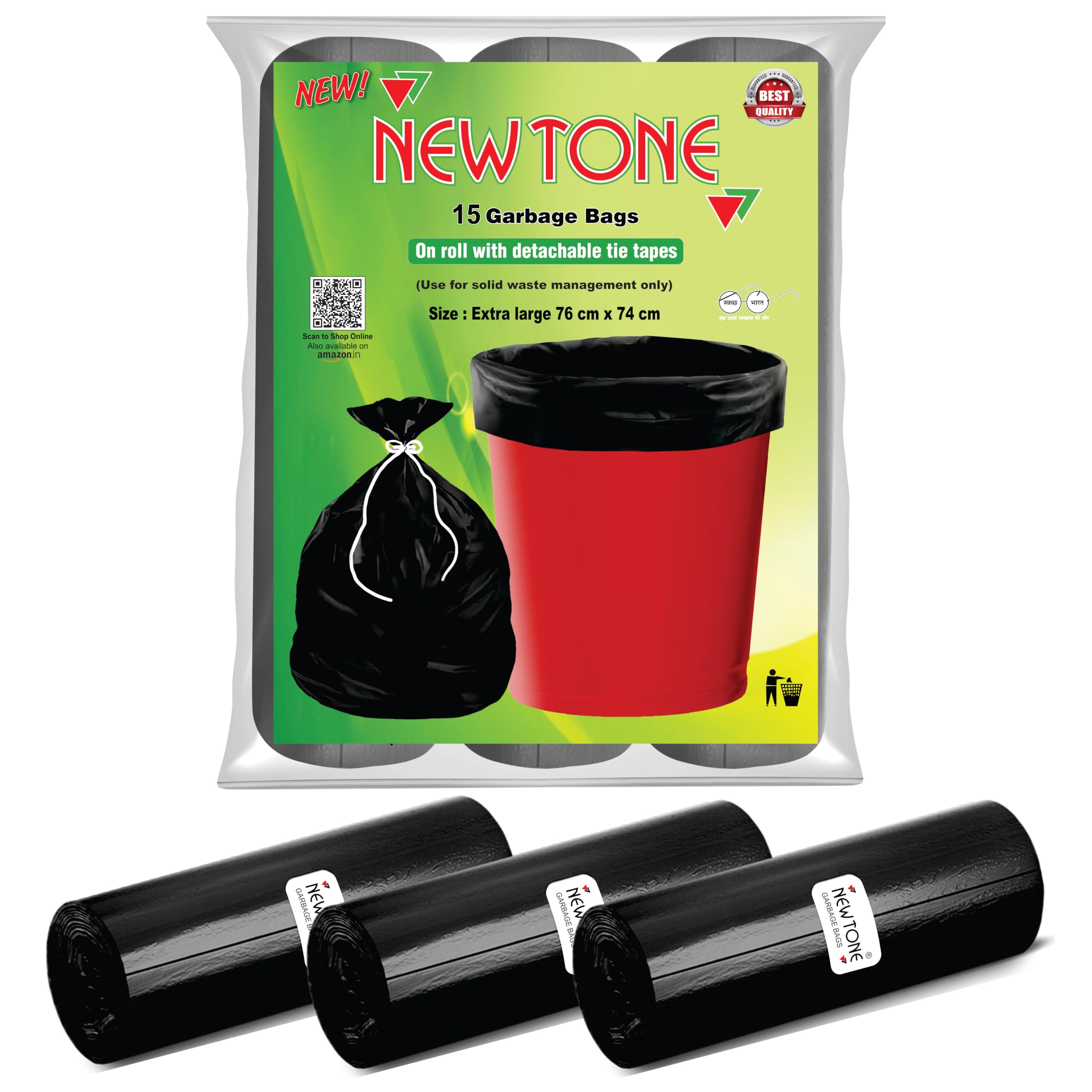 Newtone Premium Garbage Bags Extra Large Size 30x37 Inches|45 Bags ...