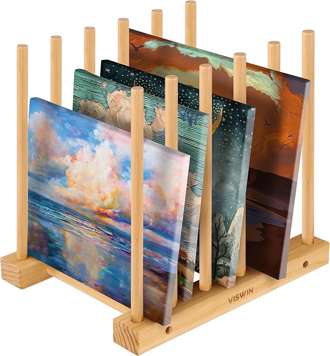 : Viswin Wooden Tabletop Art Rack - Print Rack, Art Storage 