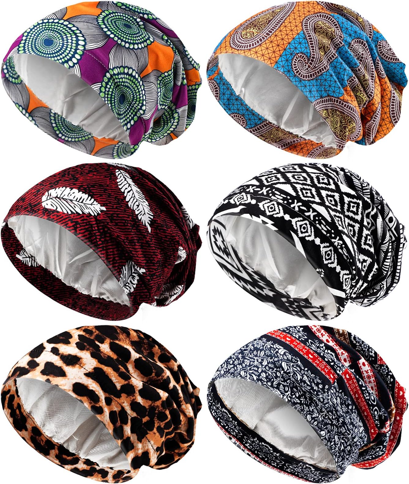 Amazon.com : Silk Satin Bonnet Hair Wrap for Sleeping, 2 Pcs Adjustable ...