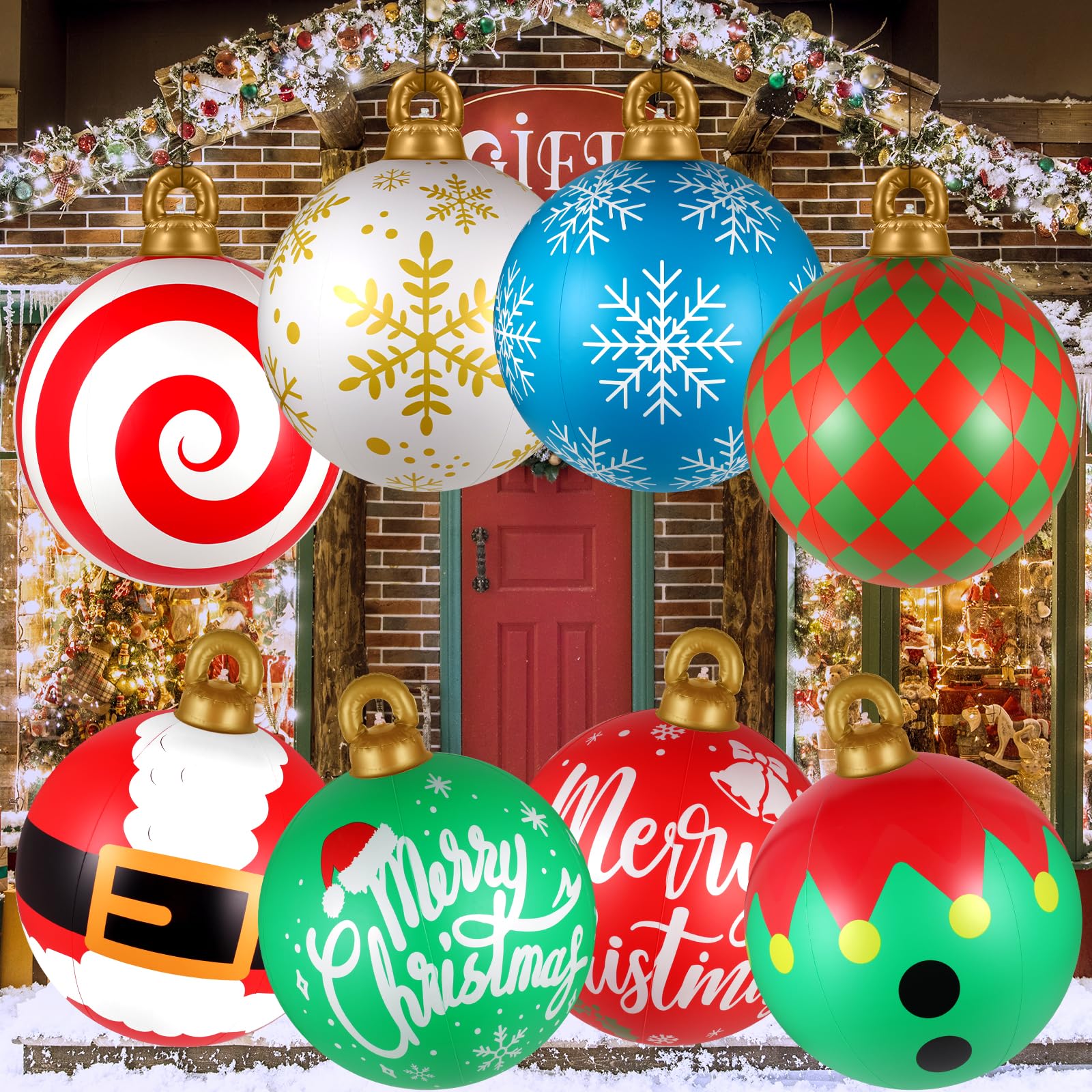 Amazon.com: 8 Pcs Inflatable Ornaments Balls Outdoor - 24 Inch Large ...
