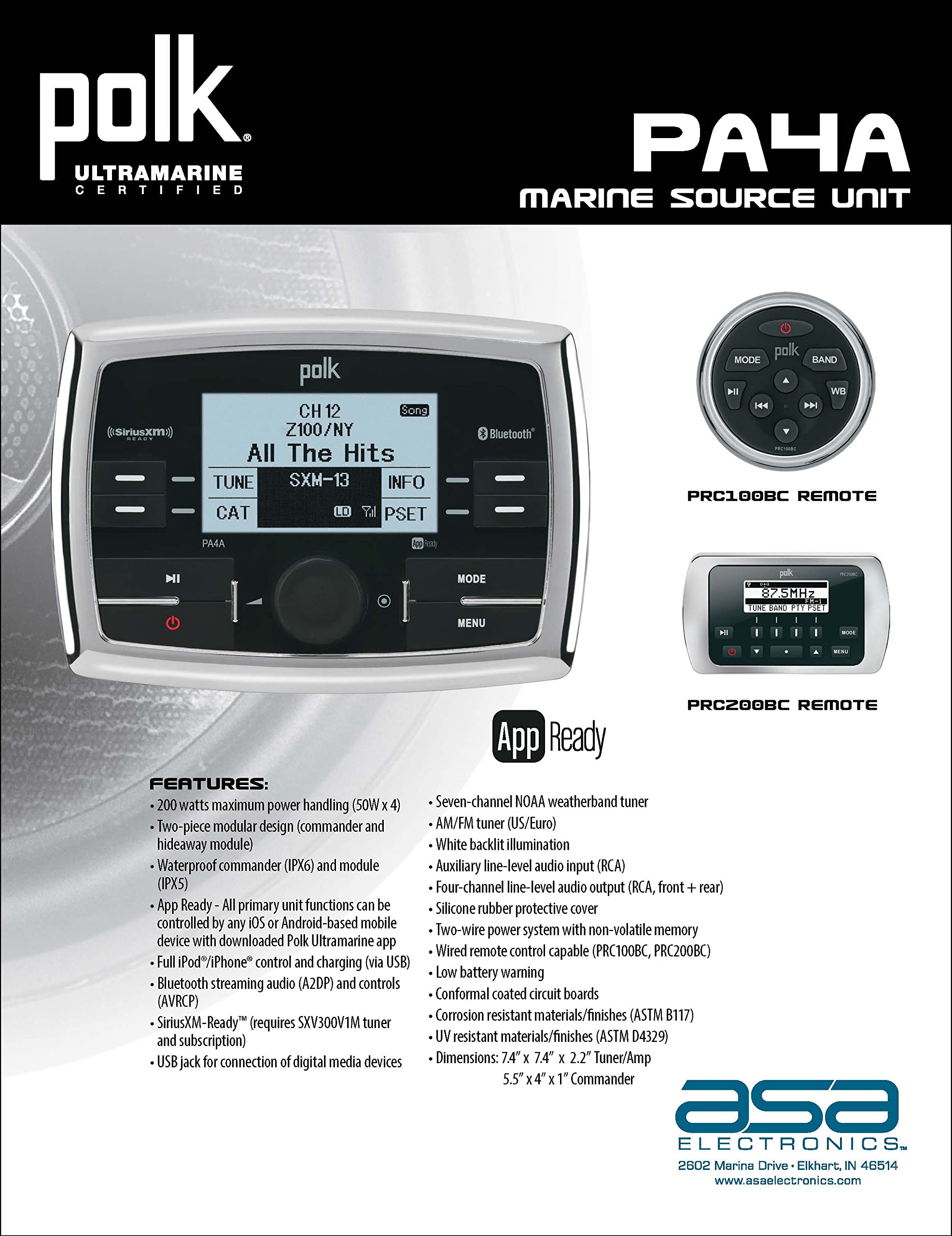 Snapklik.com : Polk Audio PA4A WB/AM/FM/USB/Sirius Satellite Ready ...